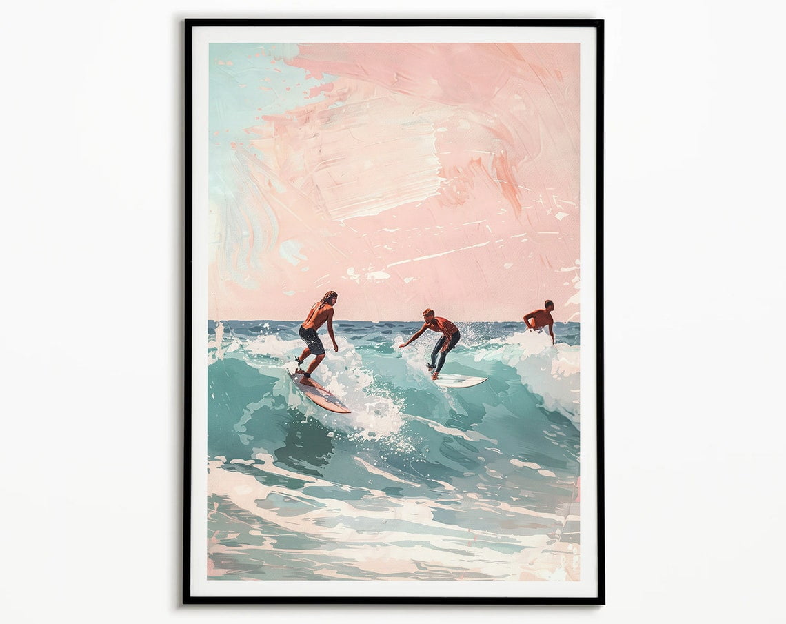 Vintage Blue Surf Poster, Surf Wall Art, Coastal Wall Art, Beach Decor ...