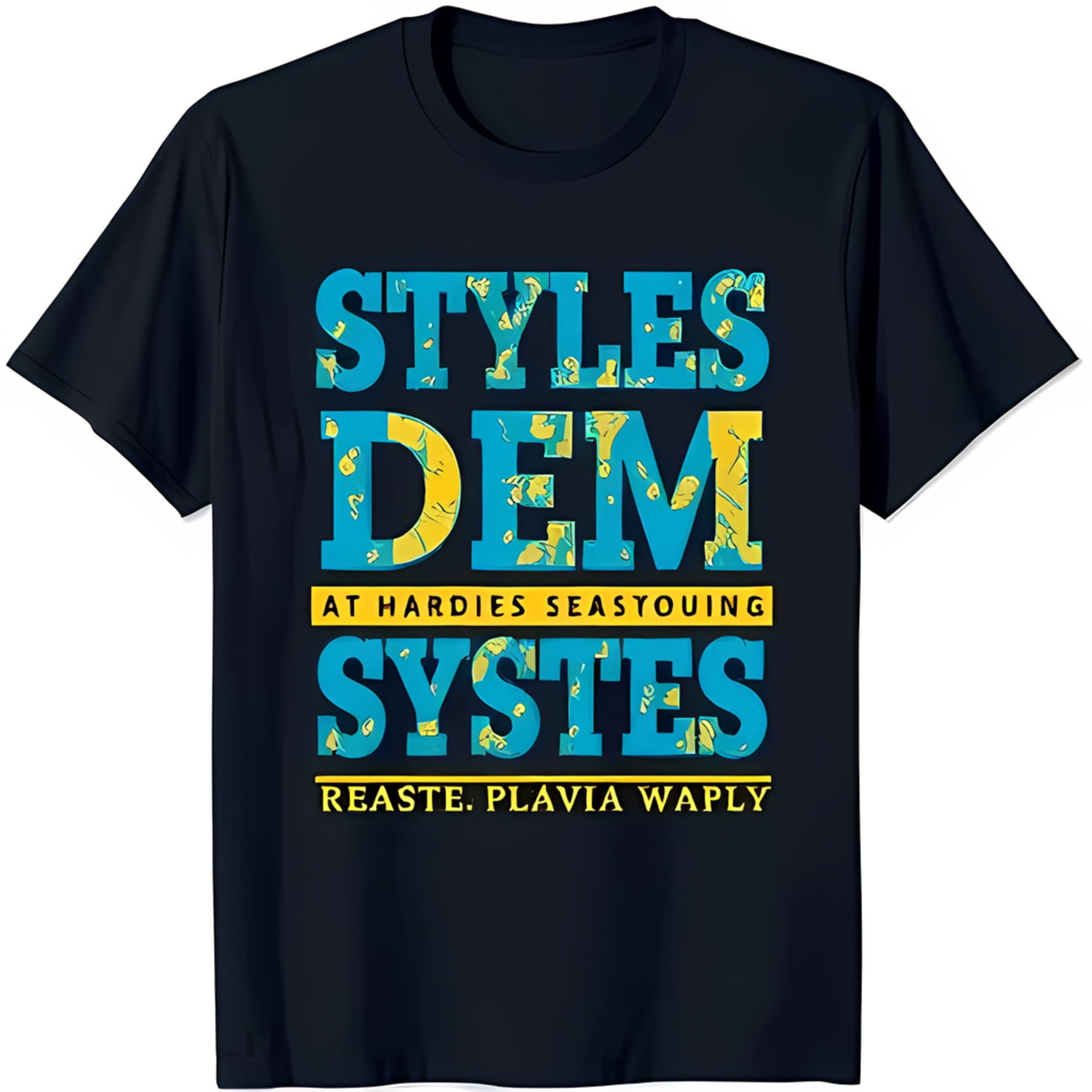 Vintage Blue T-Shirt with Bold 'Styles Dem' Graphic Design Text ...