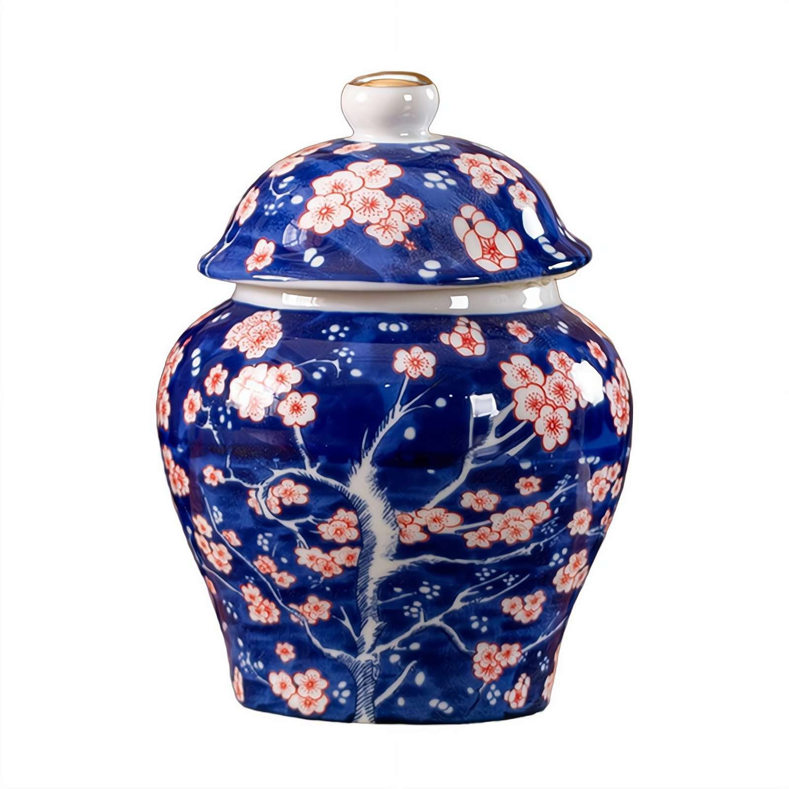 Vintage Blue and White Porcelain Salt Cellar with Lid, Airtight Ceramic ...