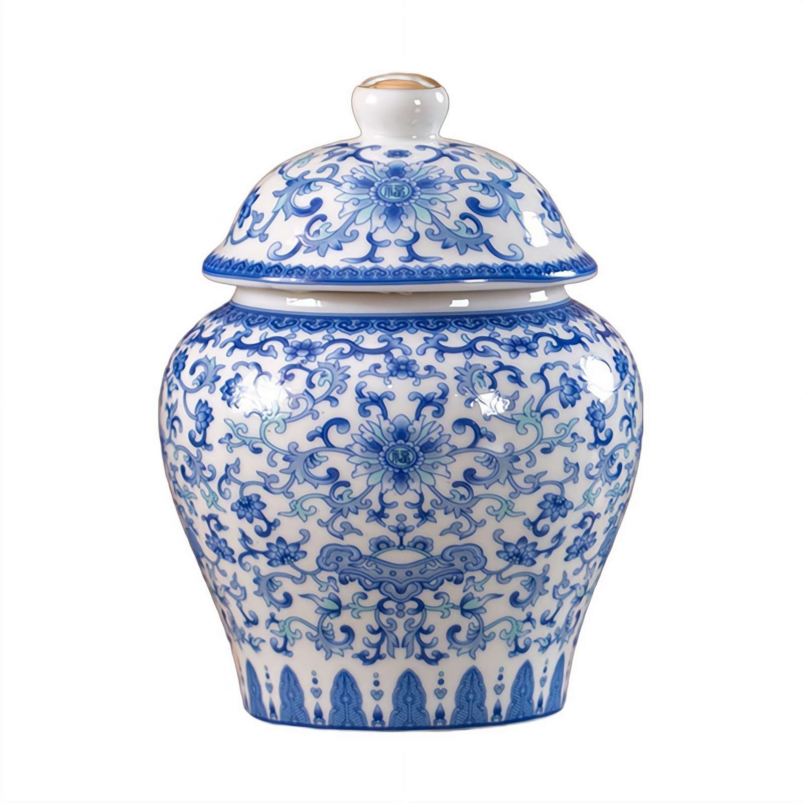Vintage Blue and White Porcelain Salt Cellar with Lid, Airtight Ceramic ...