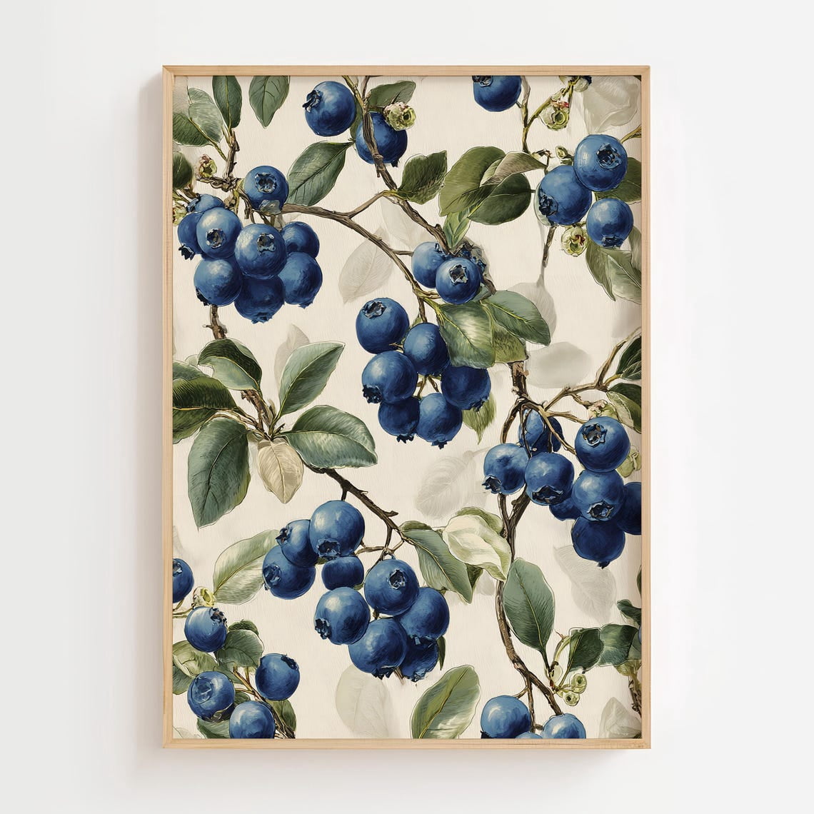 Vintage Blueberry Botanical Wall Art, Kitchen Fruit Print, Blue Berry ...