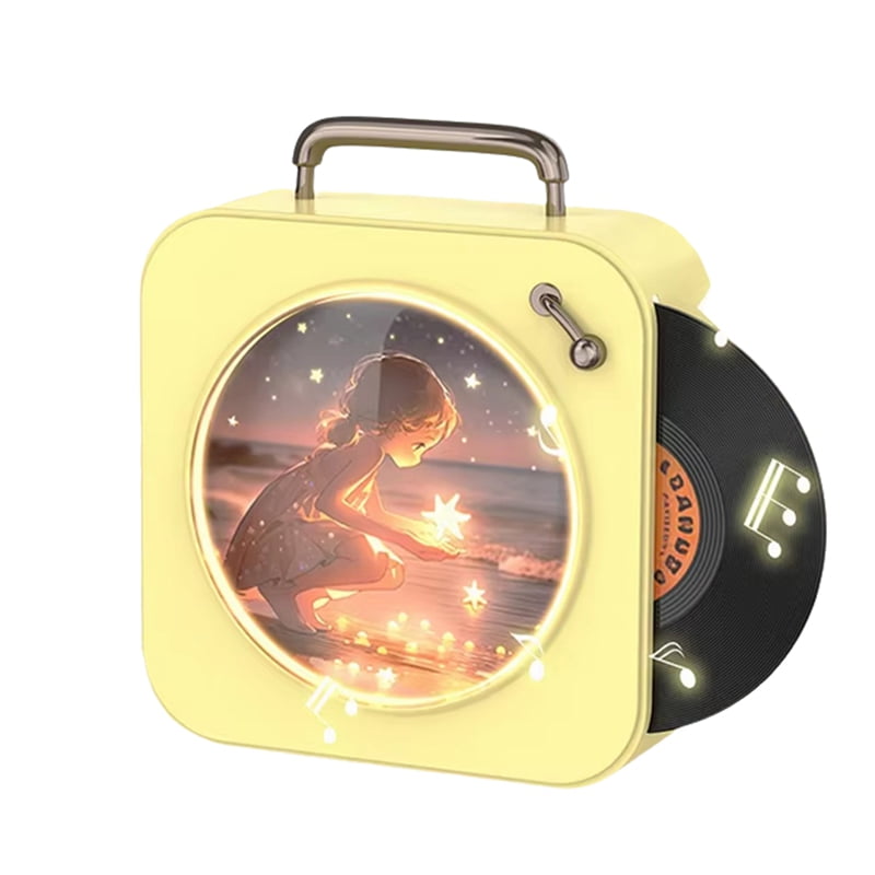 Vintage Bluetooth Vinyl Record Small Stereo Home CD Player Yellow ...