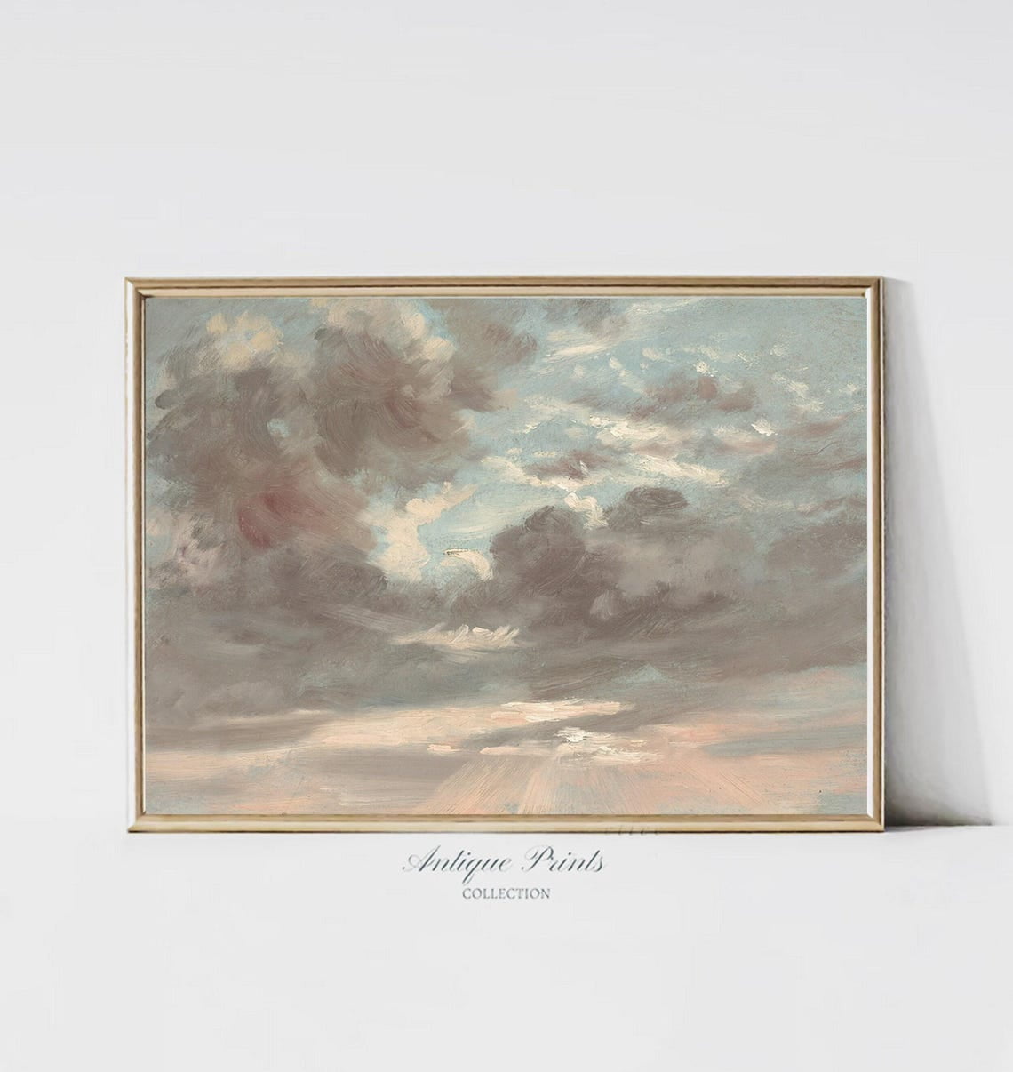 Vintage Blush Sky Wall Art, Neutral Sky, Clouds Study Wall Art, Girl ...