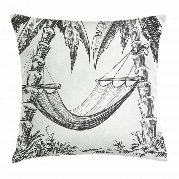 Vintage Boat Throw Pillow Cushion Cover, Hammock and Palm Trees Holiday ...