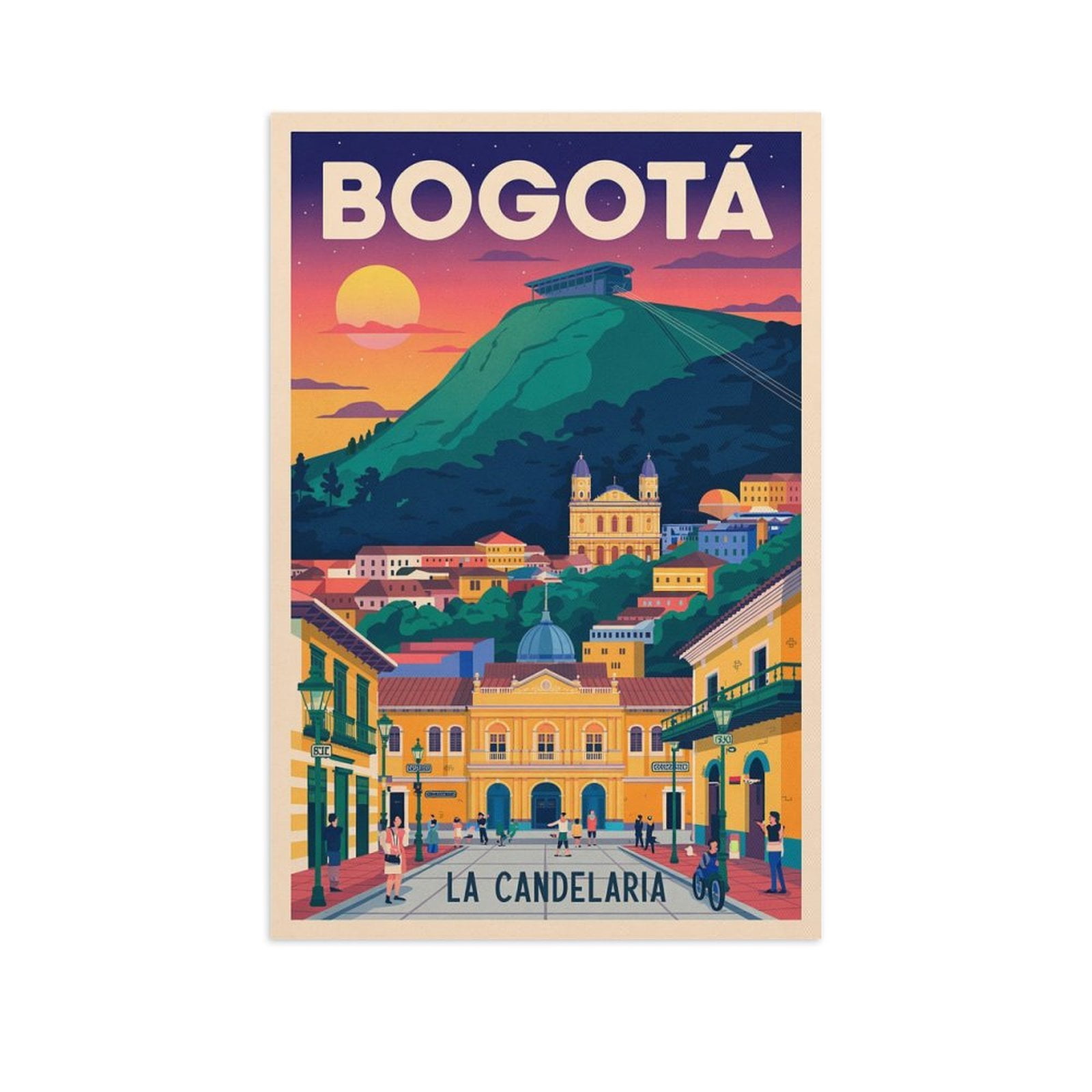 Vintage Bogotá Cityscape Retro Colombian Tourism with Landmarks ...
