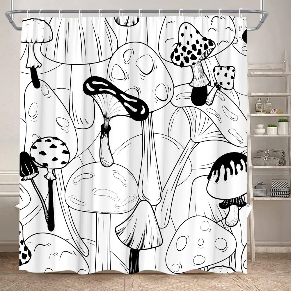 Vintage Bohemian Shower Curtain Geometric Abstract Mid Century Floral