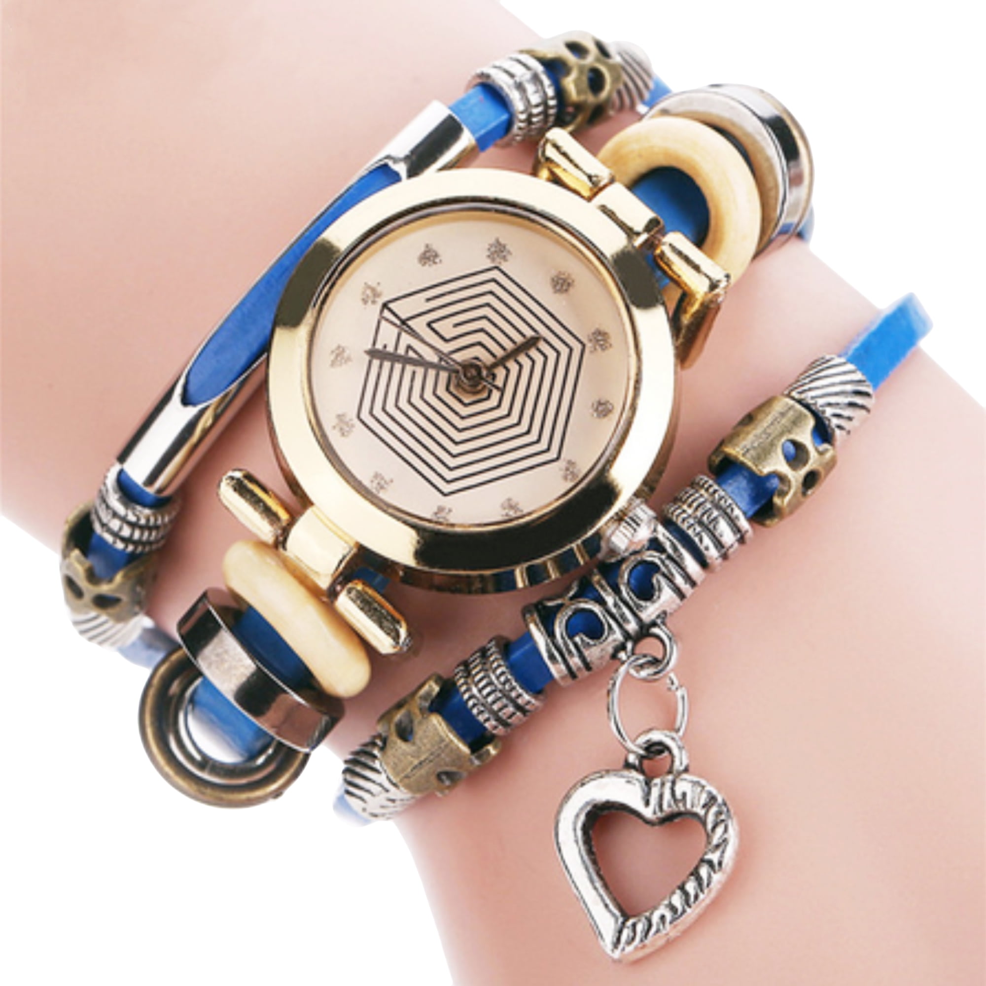 Gifts Are Blue, Vintage Boho Chic Heart Charm Bracelet Watch, Unique ...