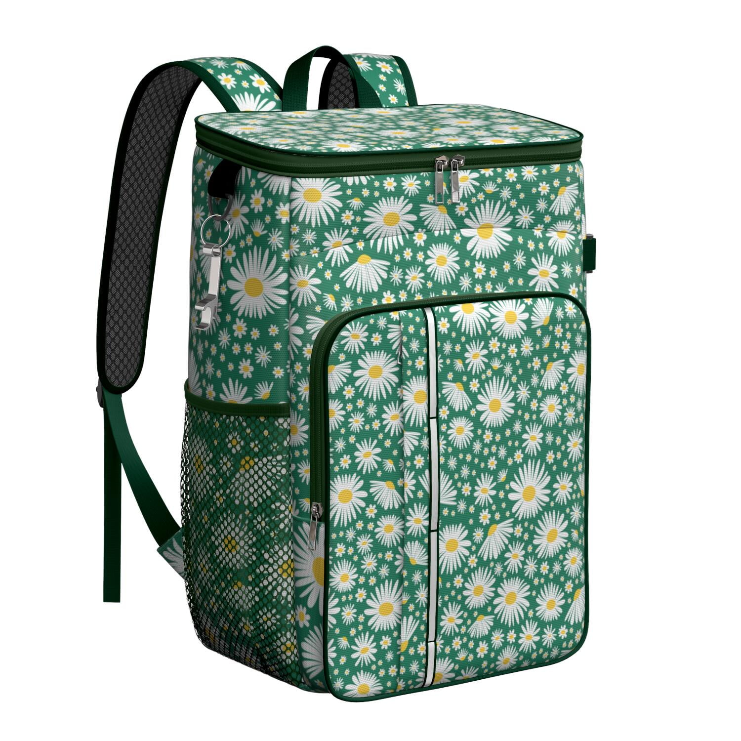 Vintage Boho Daisy Cooler Backpack - 20L Insulated Picnic Backpack with ...