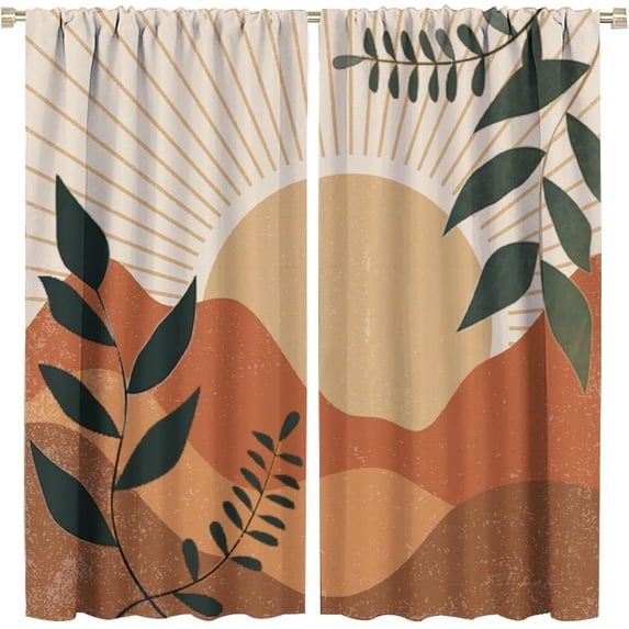 Vintage Boho Geometric Blackout Curtains, Abstract Sunshine Mountain ...