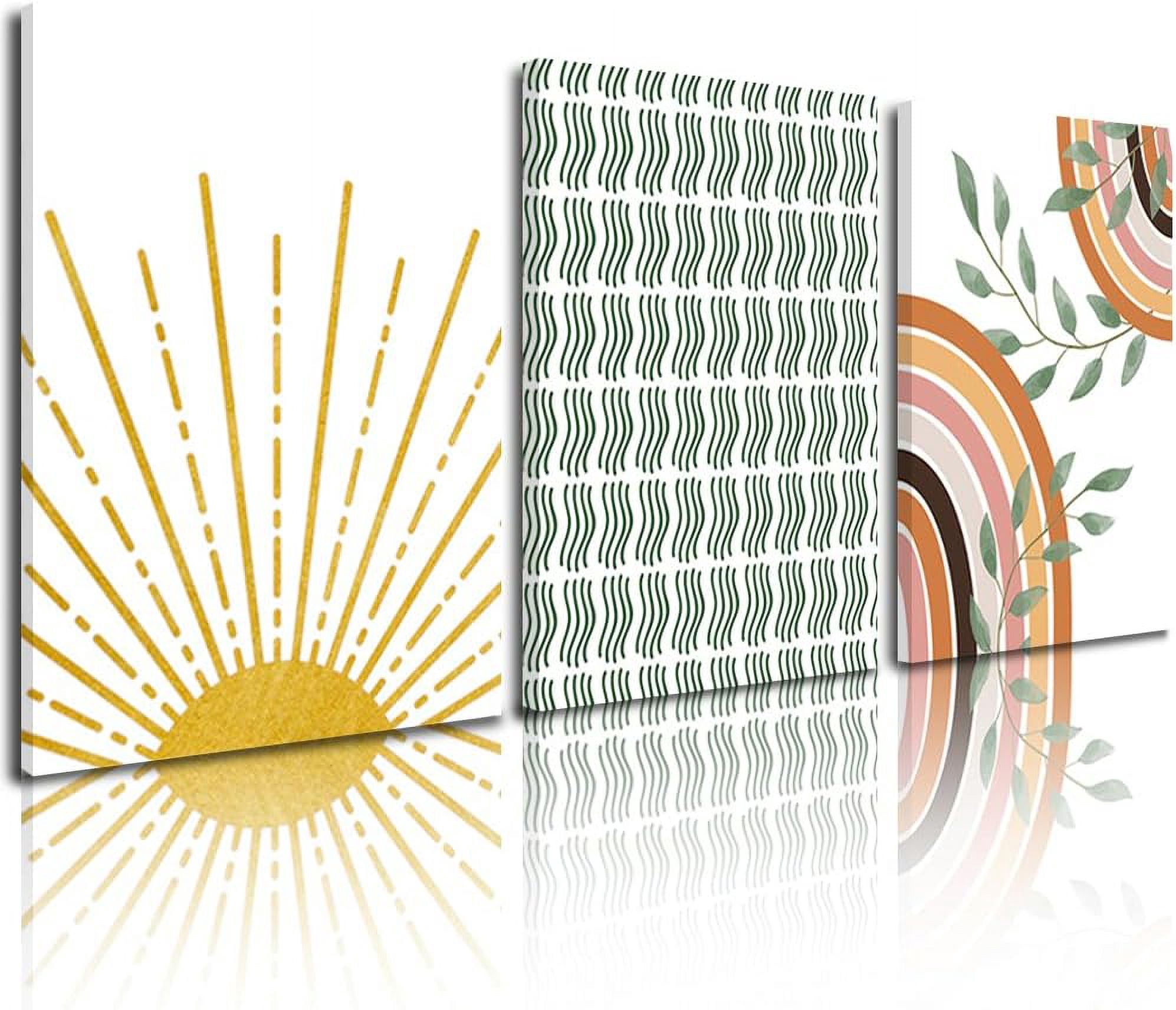 Vintage Boho Sun Framed Canvas Painting Wall Art Decor, Boho Sun ...