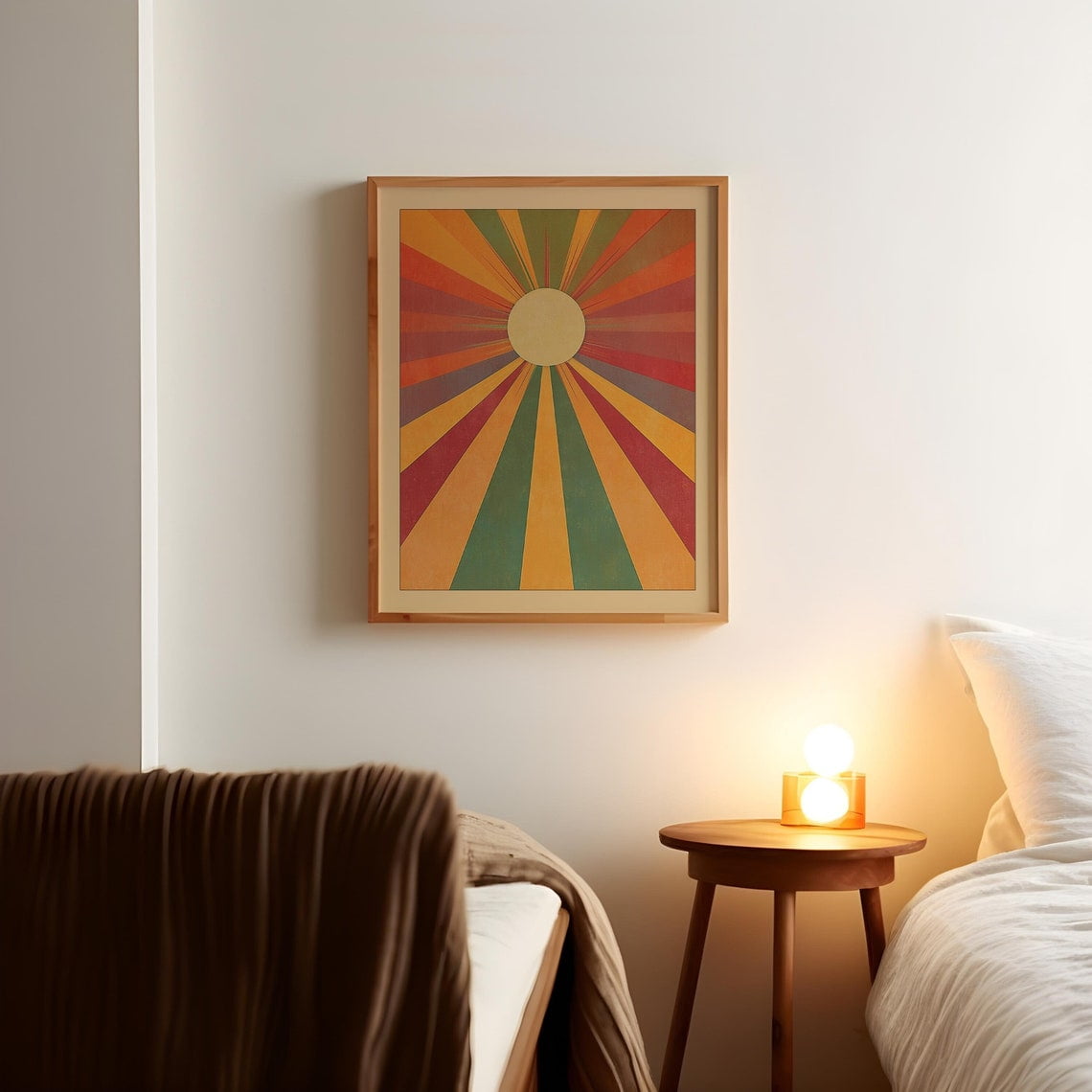 Vintage Boho Sun Poster Rainbow Sun Art Print Art Deco Style Folk Art ...