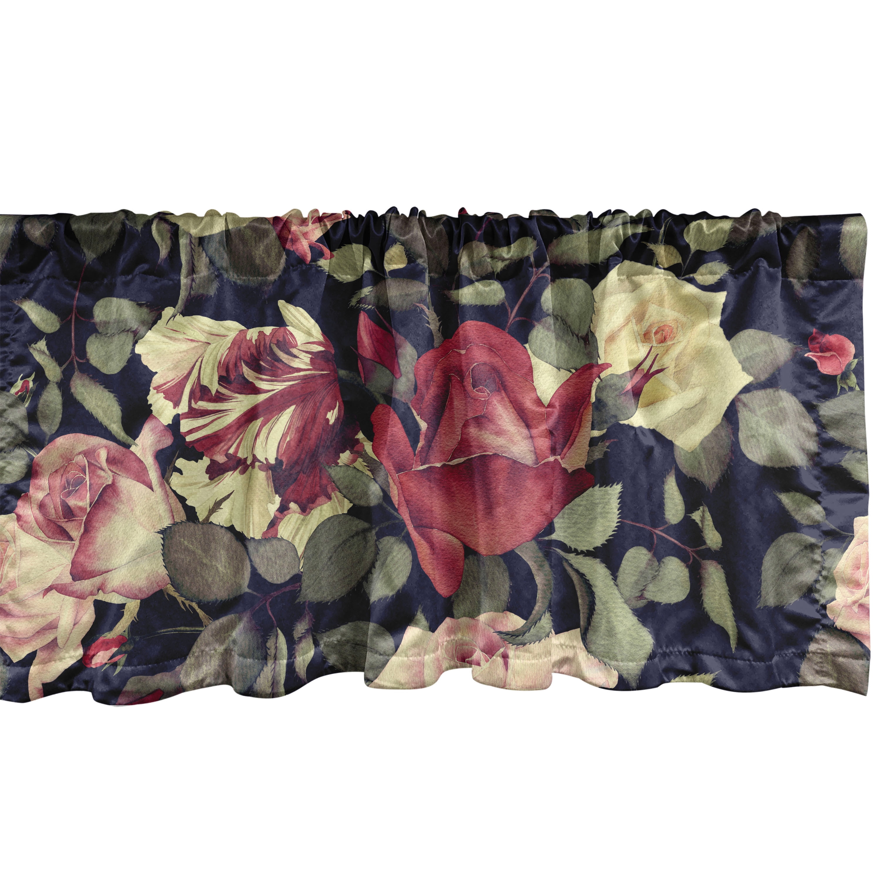 Vintage Boho Window Valance, English Garden Inspirations Flower Pattern ...