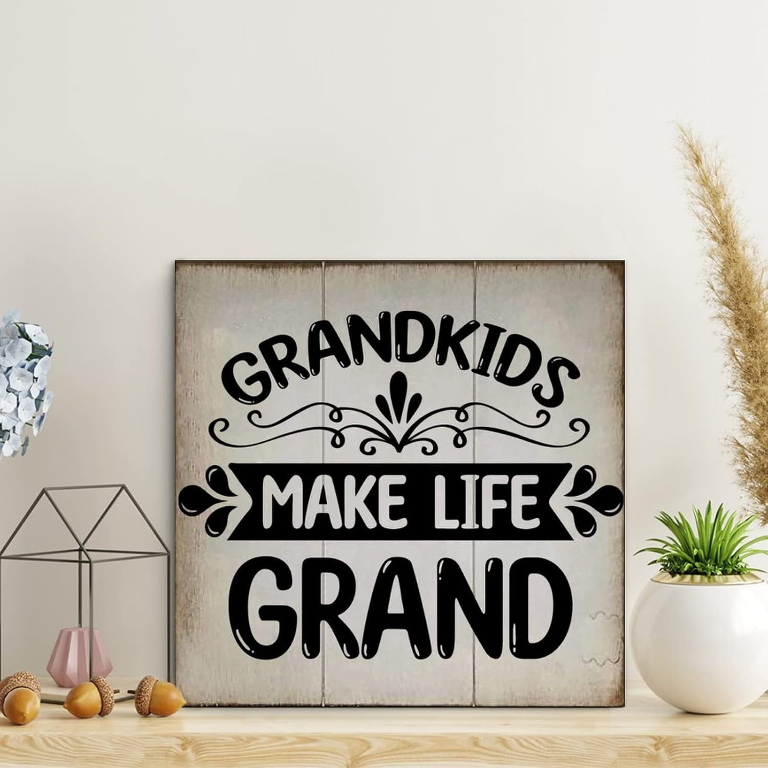 Vintage Boho Wooden Pallet Sign Grandkids Make Life Grand Wood Signs ...