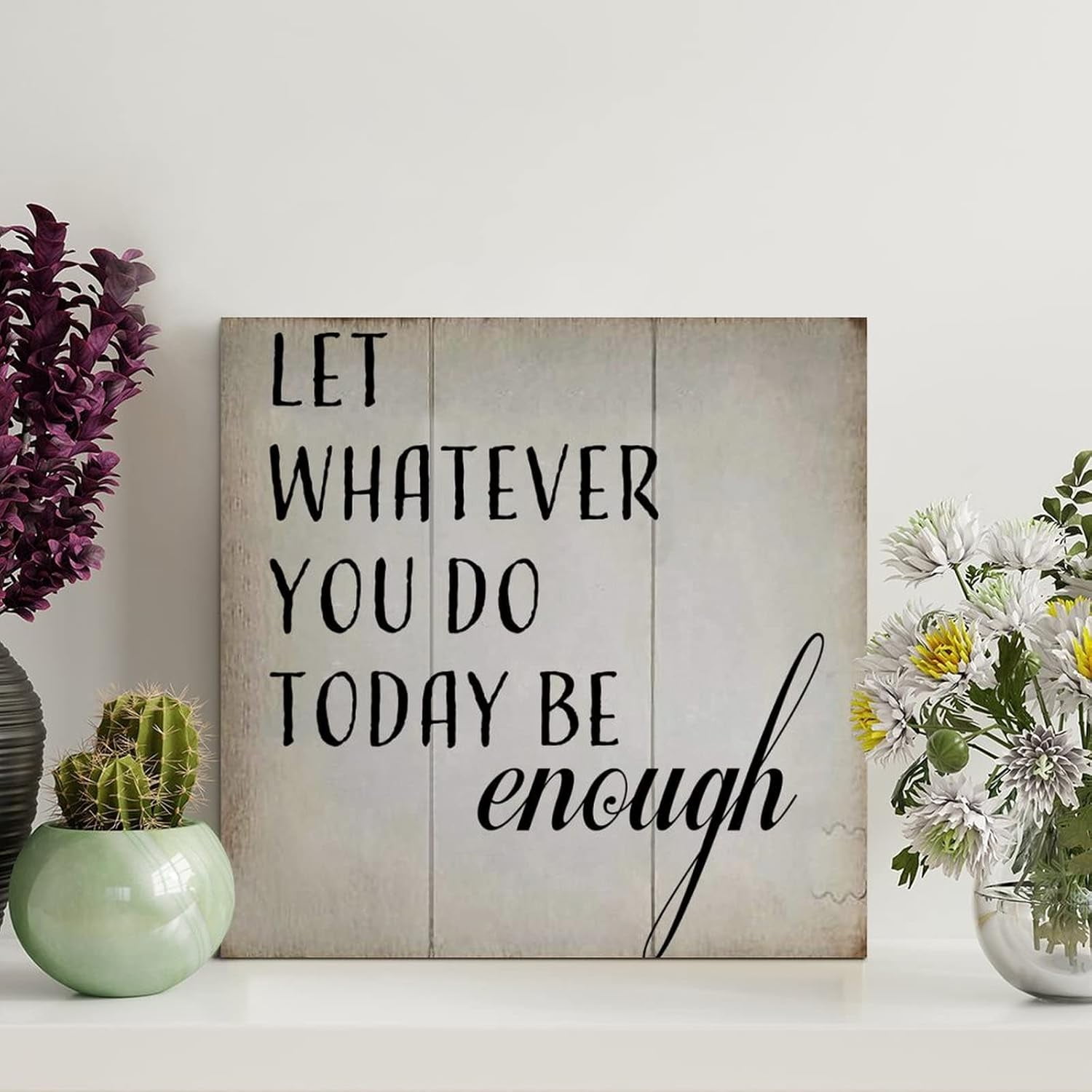 Vintage Boho Wooden Pallet Sign Let Whatever You Do Today Be Enough ...