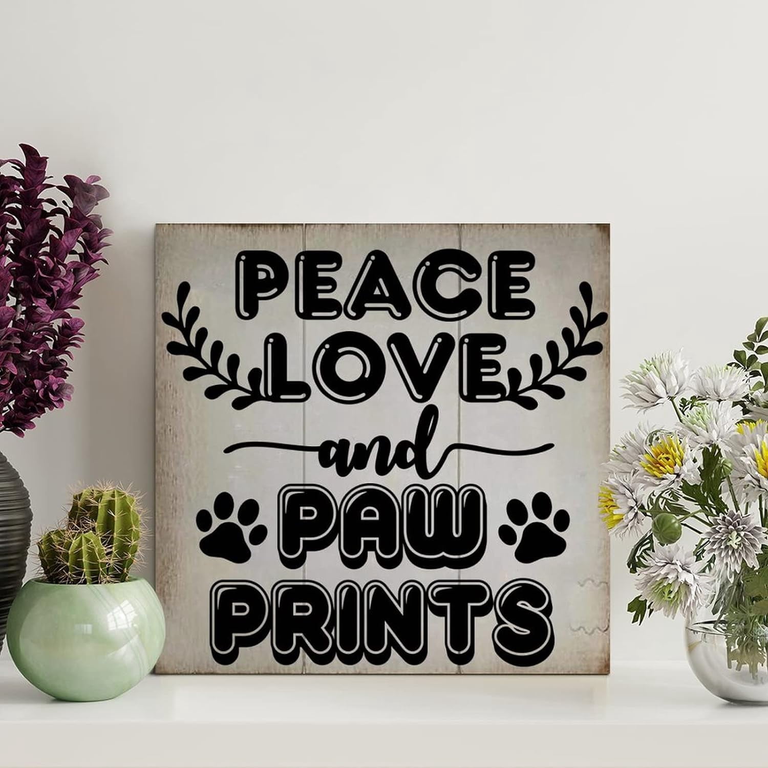 Vintage Boho Wooden Pallet Sign Peace Love And Paw Prints Motivational ...