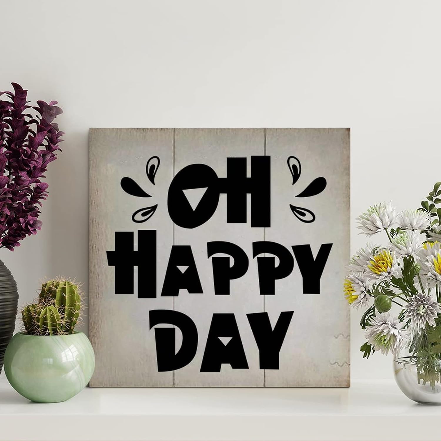 Vintage Boho Wooden Pallet Sign oh Happy Day Wood Signs 8x8in Farmhouse ...