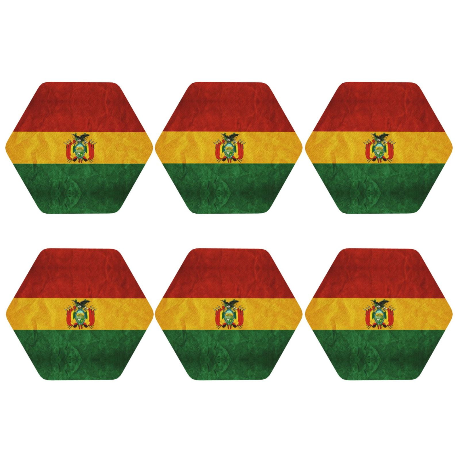 Vintage Bolivian Flag Leather Drink Coasters for Drinks (6 Pack) for ...