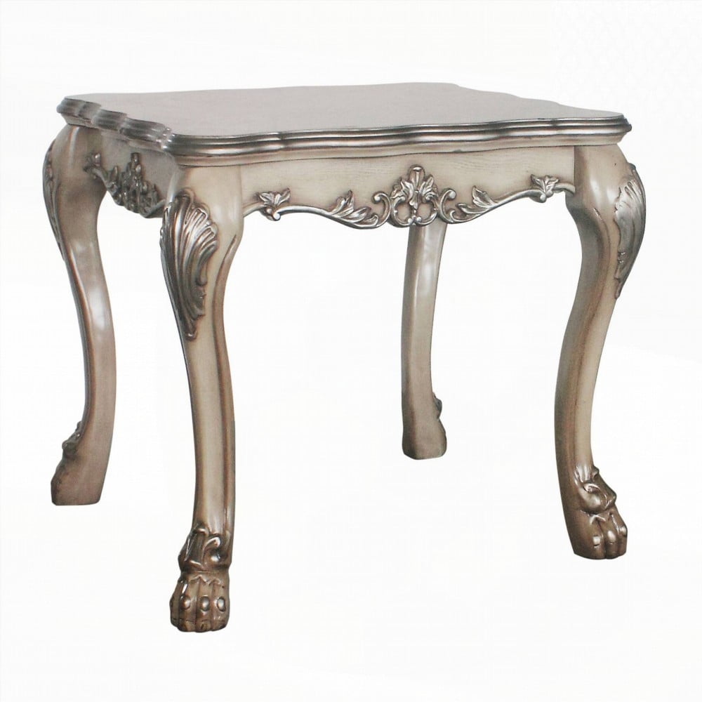 Vintage Bone White Oversized Claw Foot End Table | Classic Decor ...