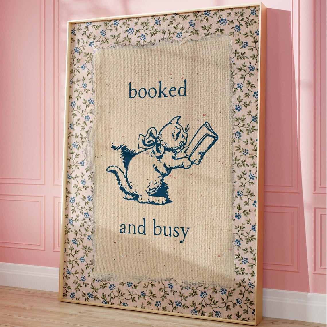 Vintage Book Art, Cute Reading Poster, Classroom Wall Art, Booked And ...