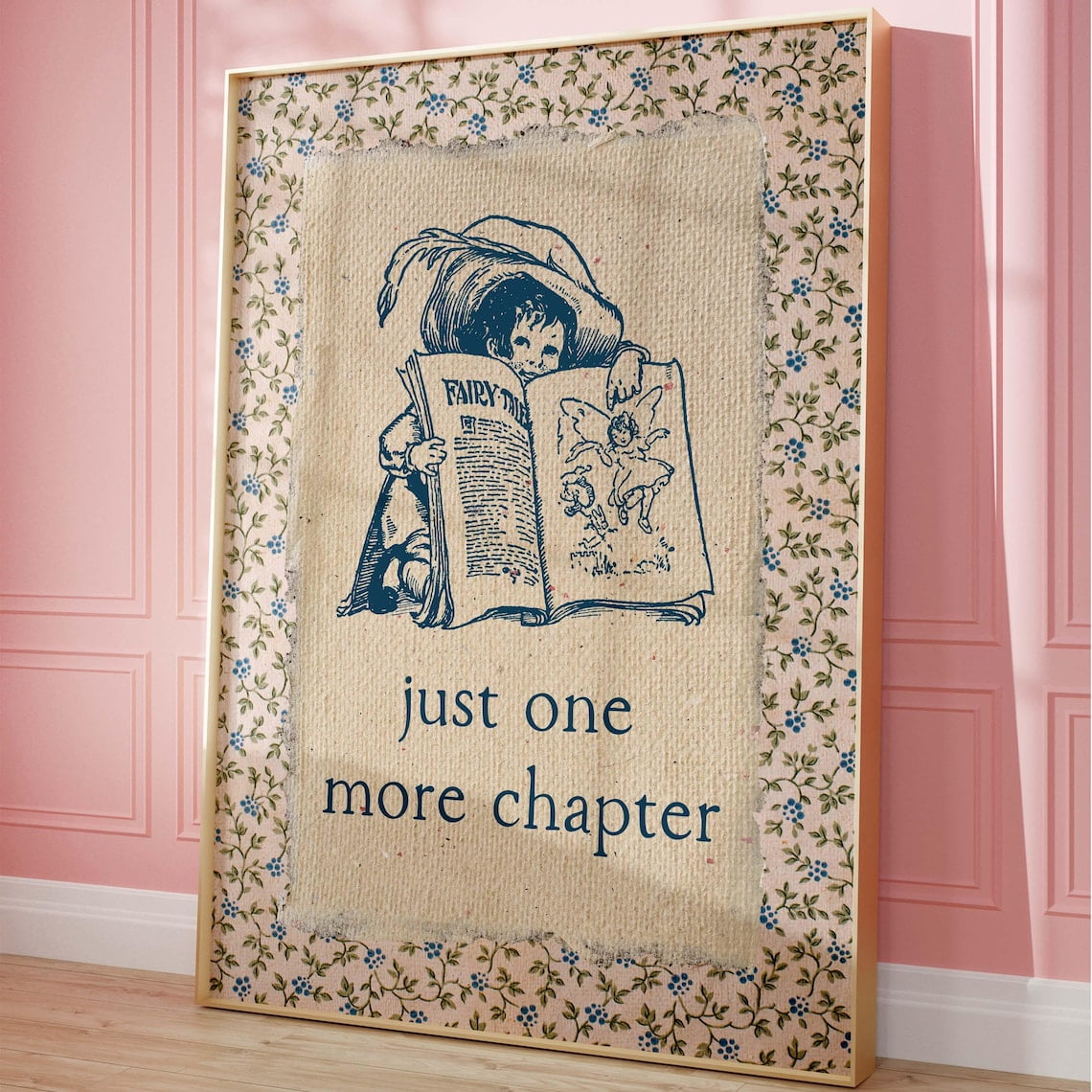 Vintage Book Art, Cute Reading Poster, Classroom Wall Art, One More ...