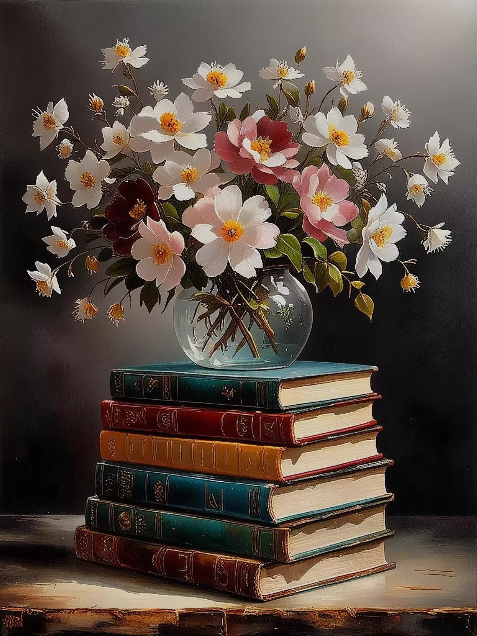 Vintage Book Flower Diamond Art Kits for Adults,5D Painting Art Books ...