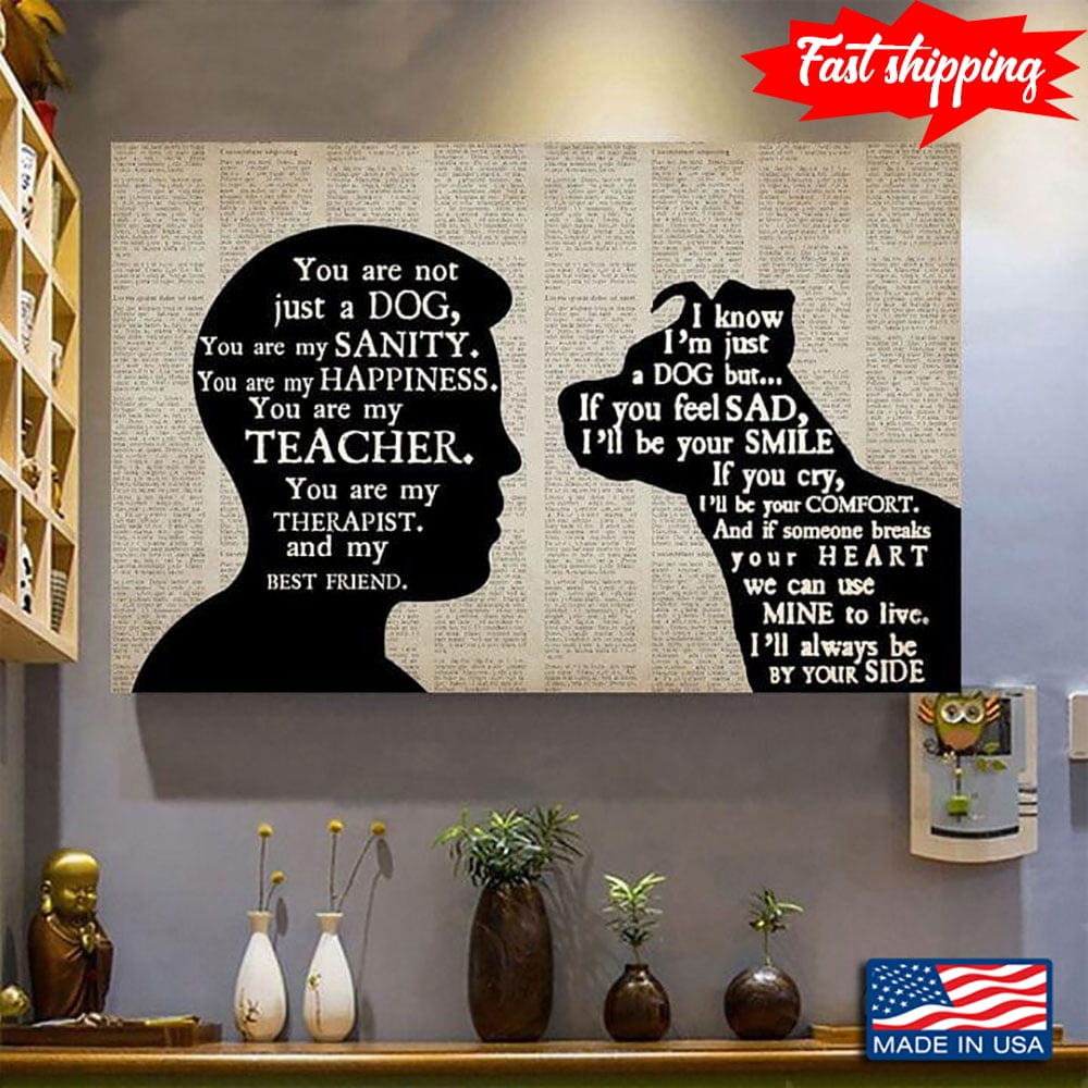 Vintage Book Page Theme Boy & Pitbull Dog Silhouette You Are Not Just A ...