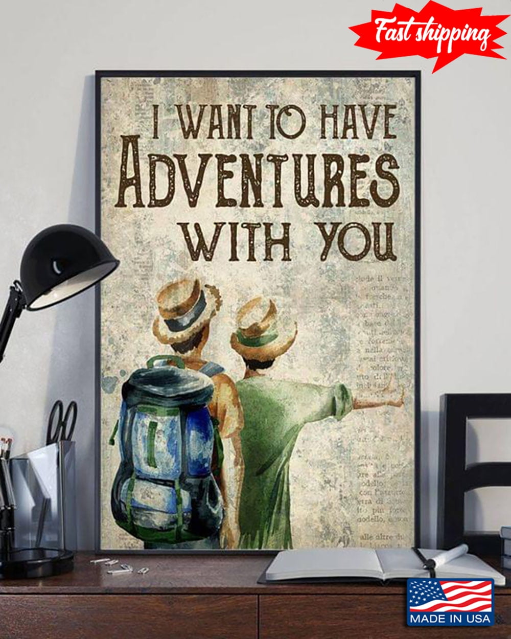 Vintage Book Page Theme Couple Travelling I Want To Have Adventures ...