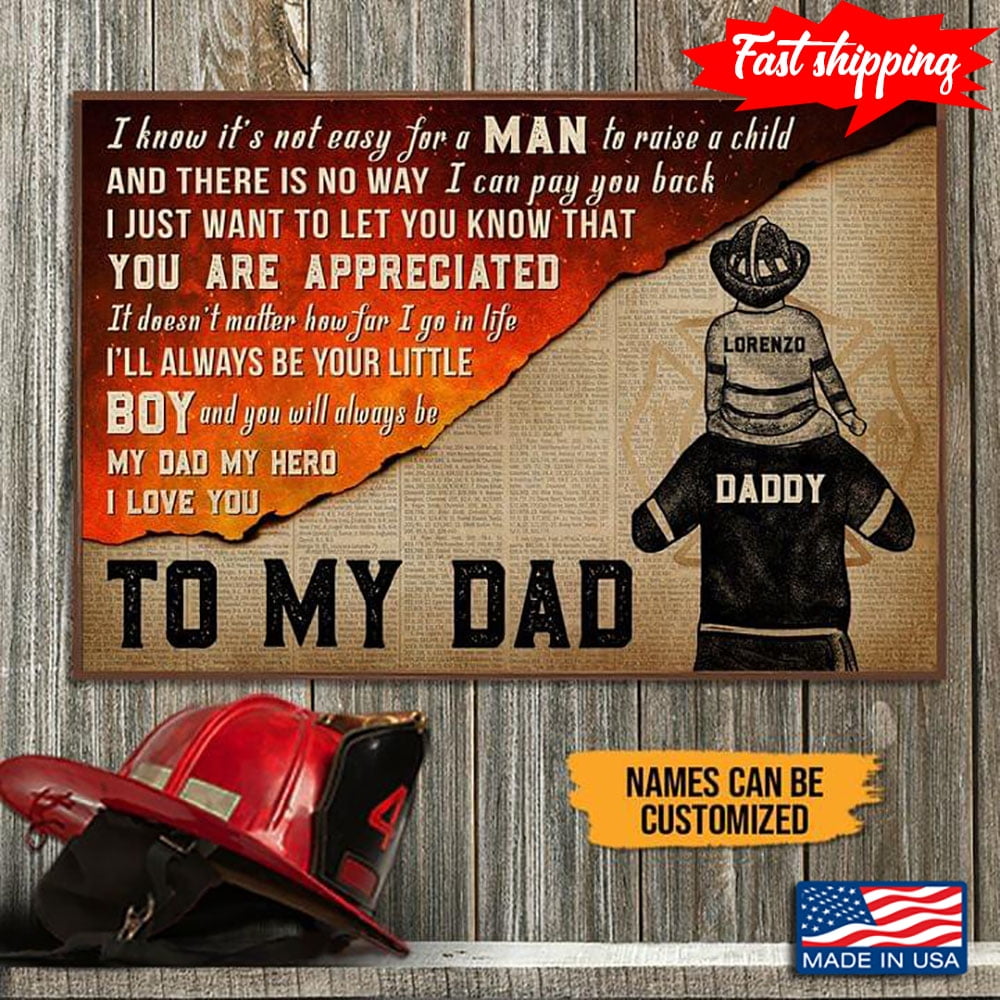Vintage Book Page Theme Firefighters Dad & Son To My Dad I Know It’s ...