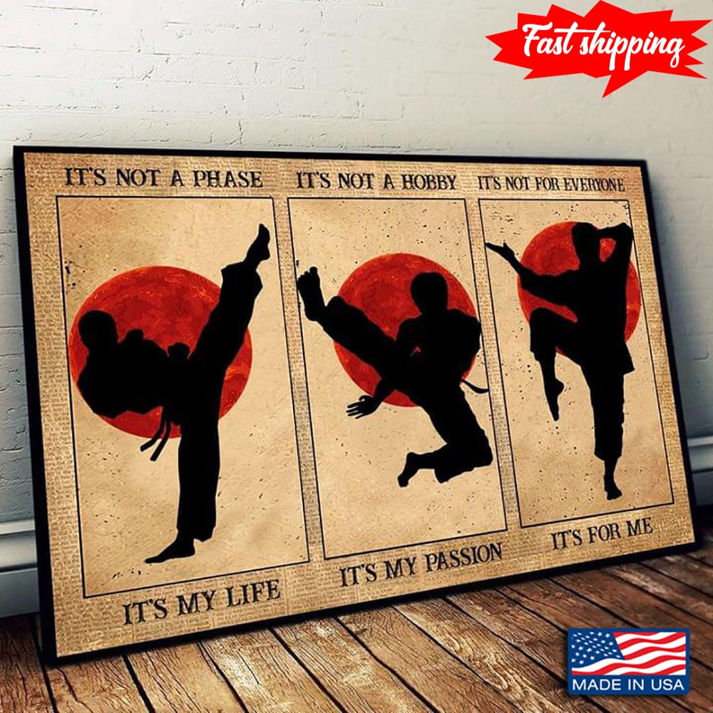 Vintage Book Page Theme Silhouette Of Karate Players & Blood Moon It’s ...