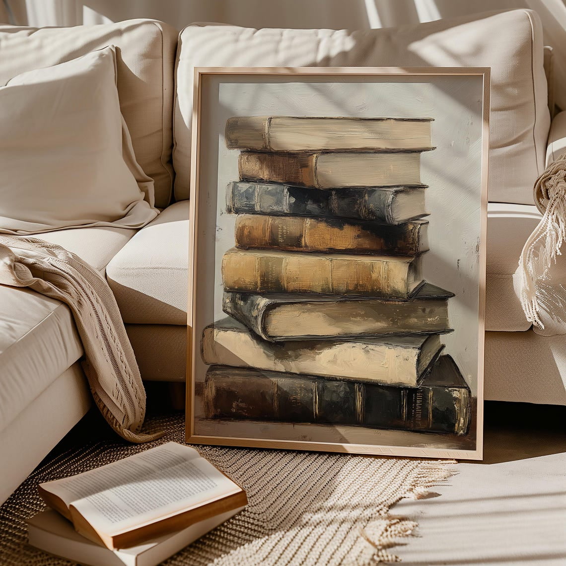 Vintage Book Stack Print, Library Wall Art 2429 UNFRAMED Poster, 12x18 ...