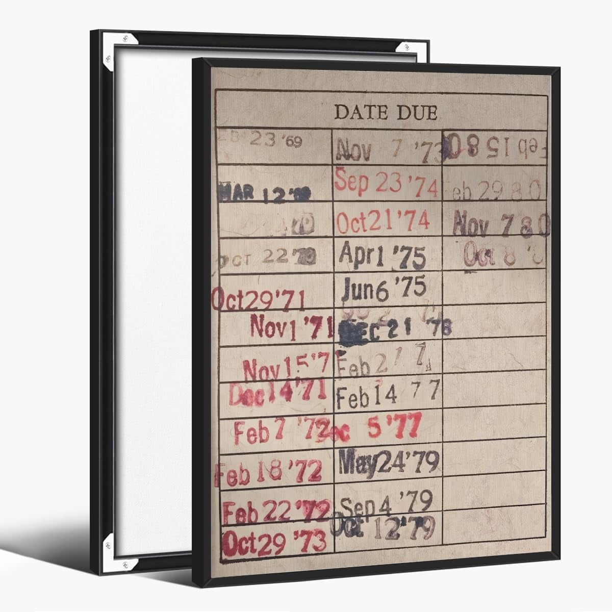 Vintage Book Wall Art Antique Library Card Canvas Reading Posters Retro Due Date Card Print ...