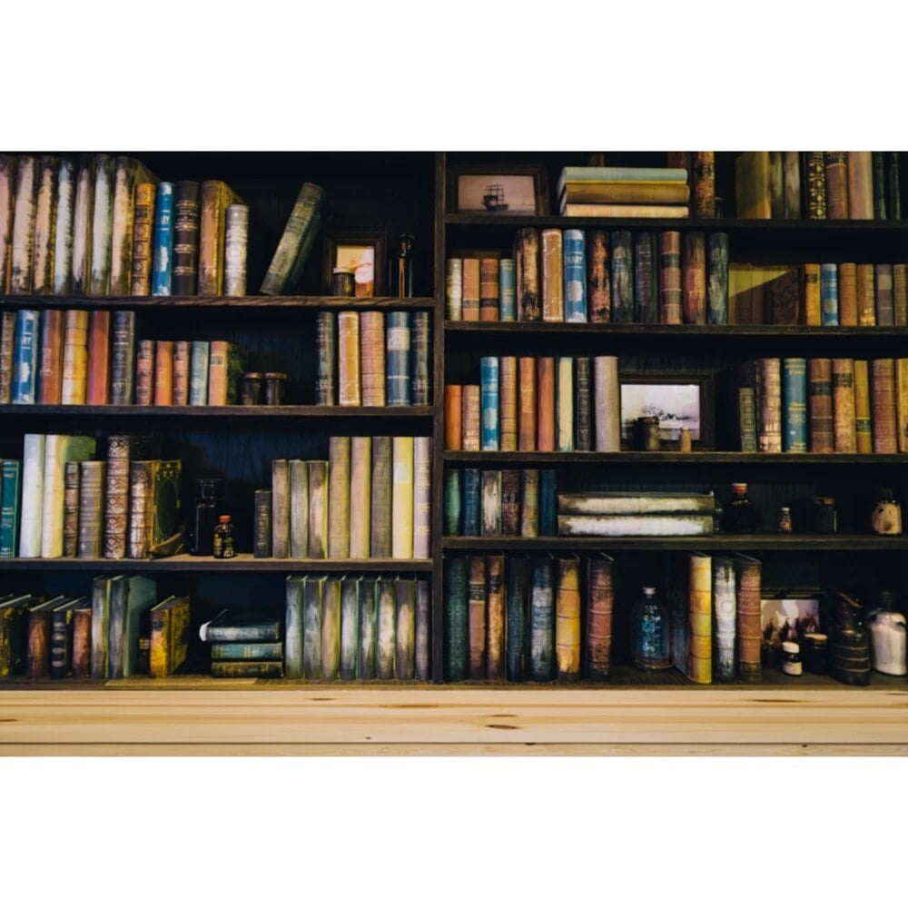 Vintage Bookshelf Backdrop Library Books Interior Photography ...