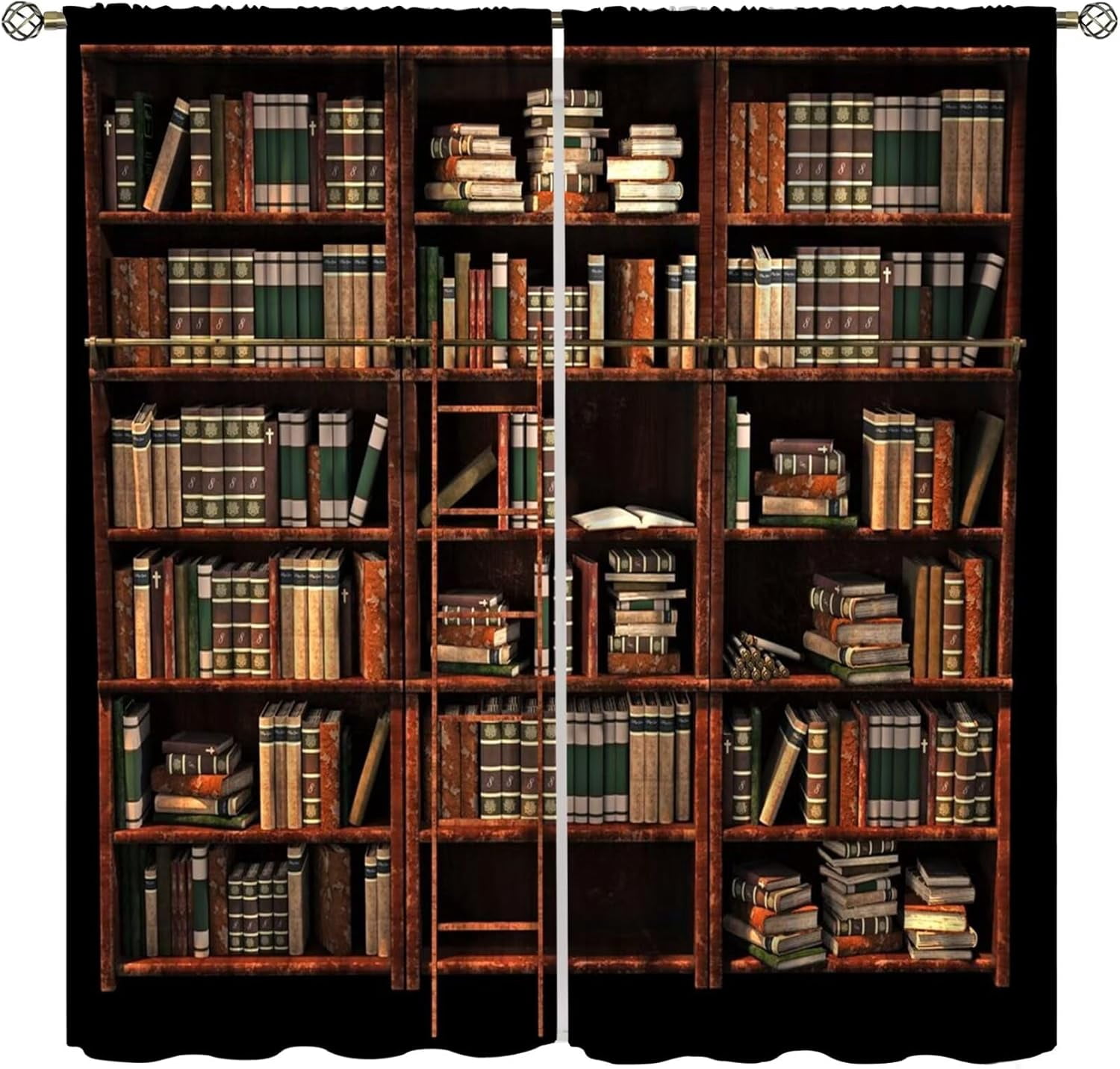 Vintage Bookshelf Blackout Curtain,Library Vintage Old Bookshelf,Window ...