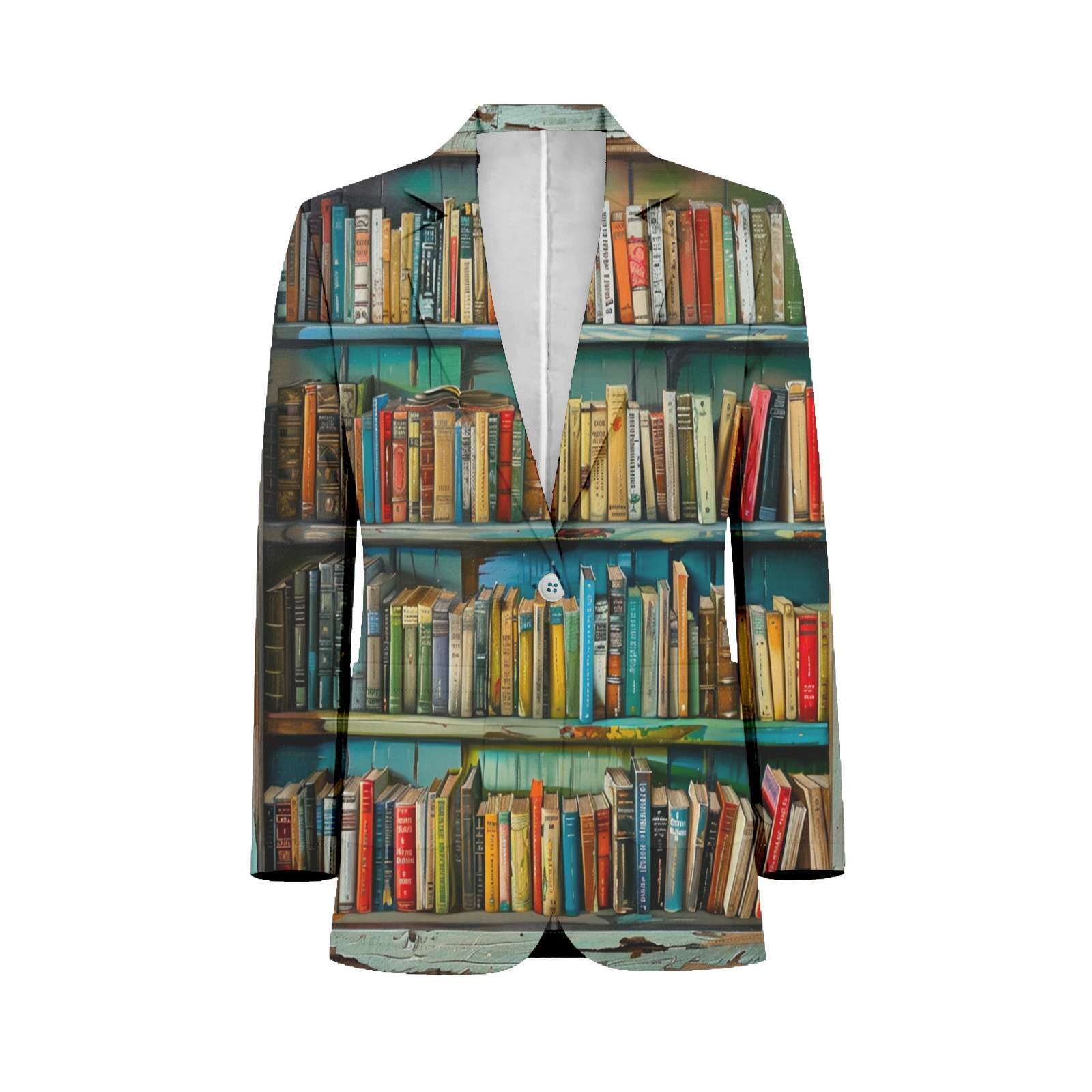 Vintage Bookshelf Books Library Customized Men's Suits full man Shawl ...