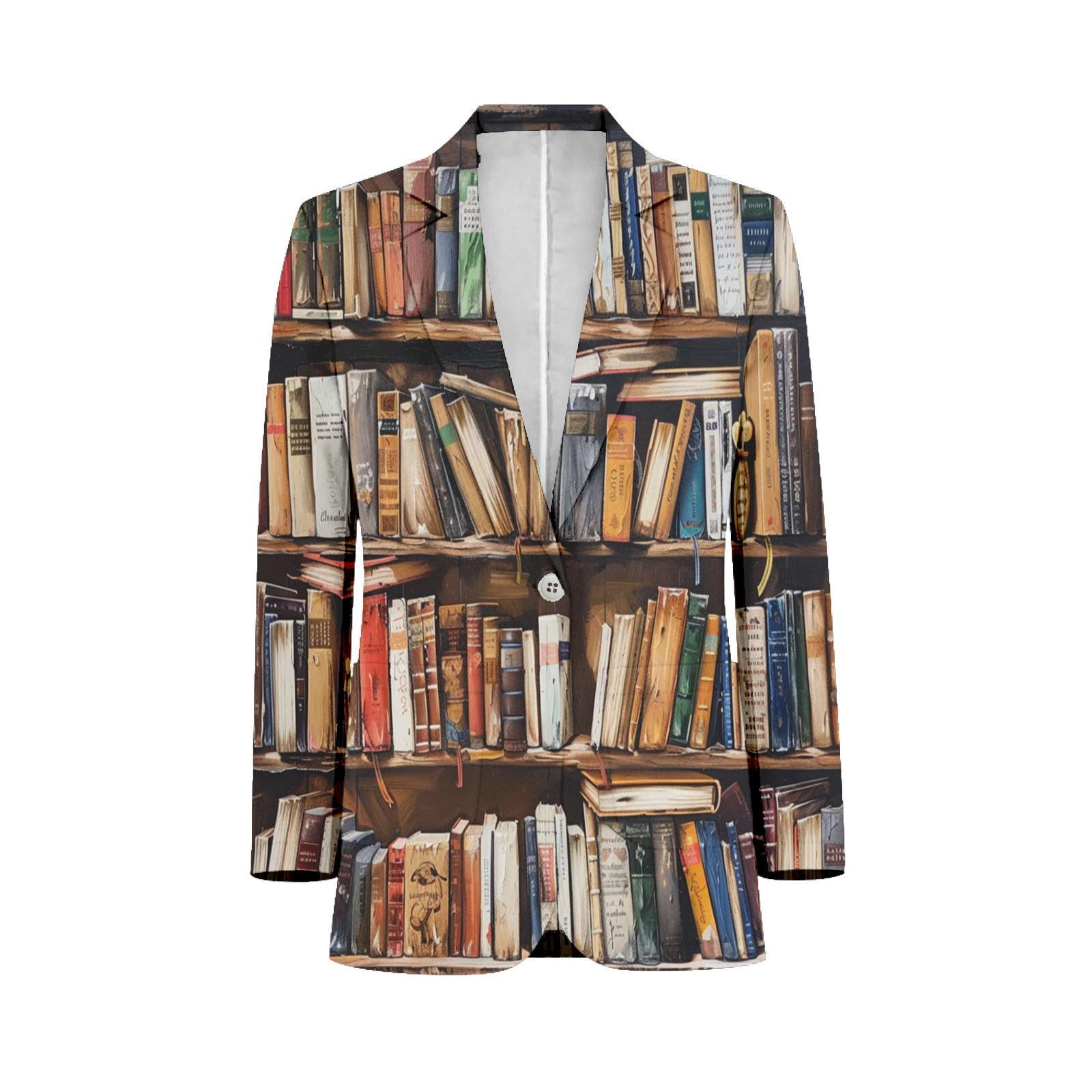 Vintage Bookshelf Books Library Customized Men's Suits full man Shawl ...