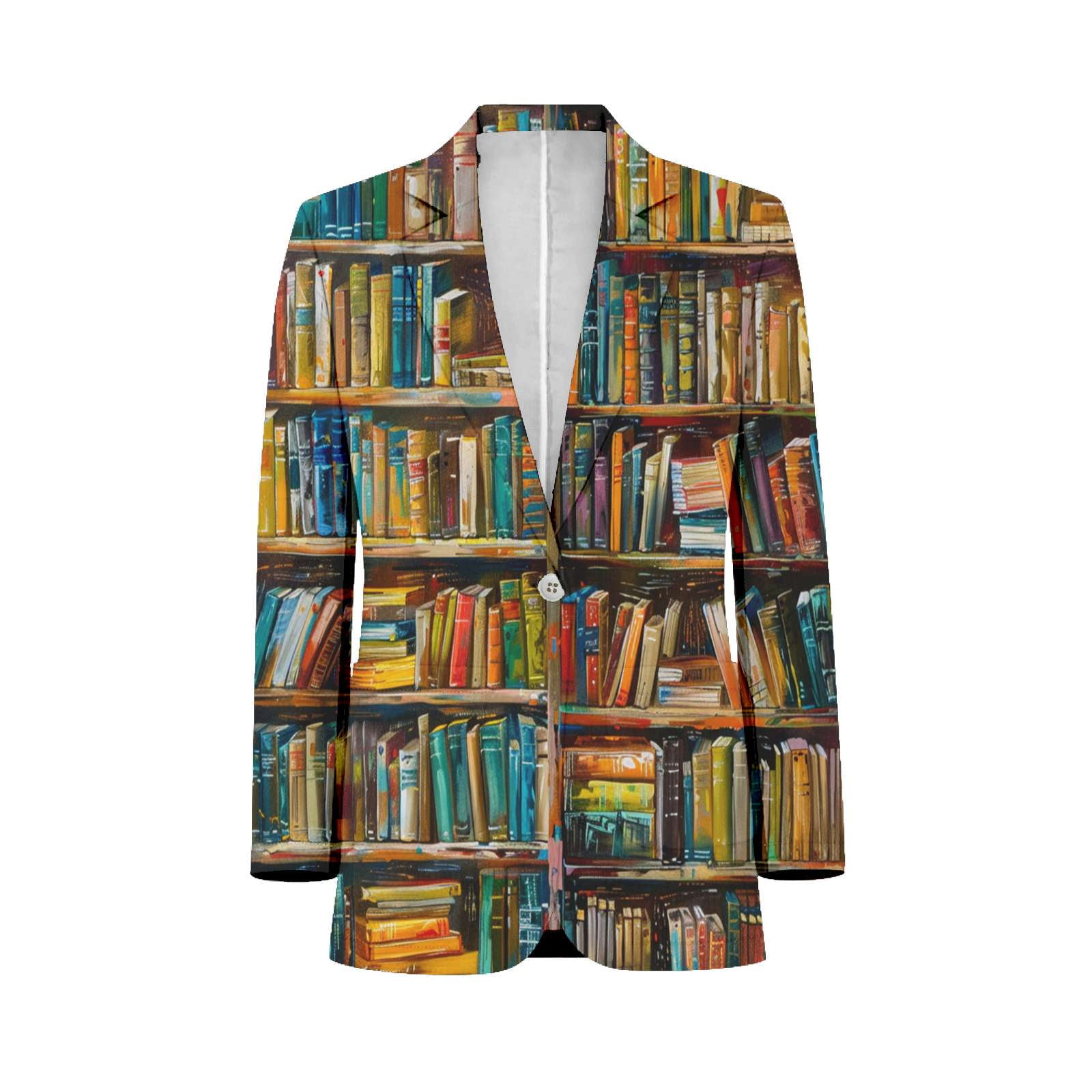 Vintage Bookshelf Books Library Customized Men's Suits full man Shawl ...