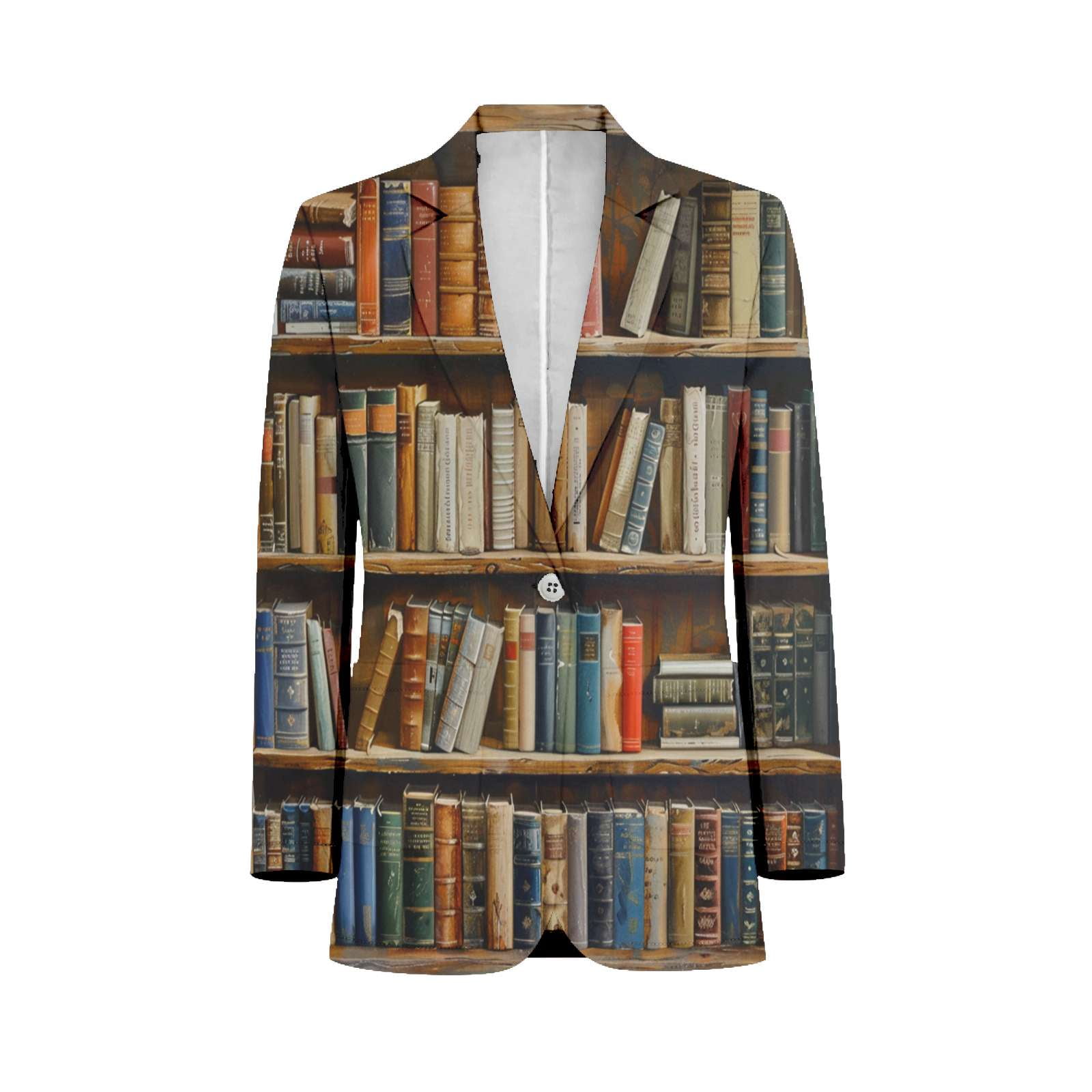 Vintage Bookshelf Books Library Customized Men's Suits full man Shawl ...