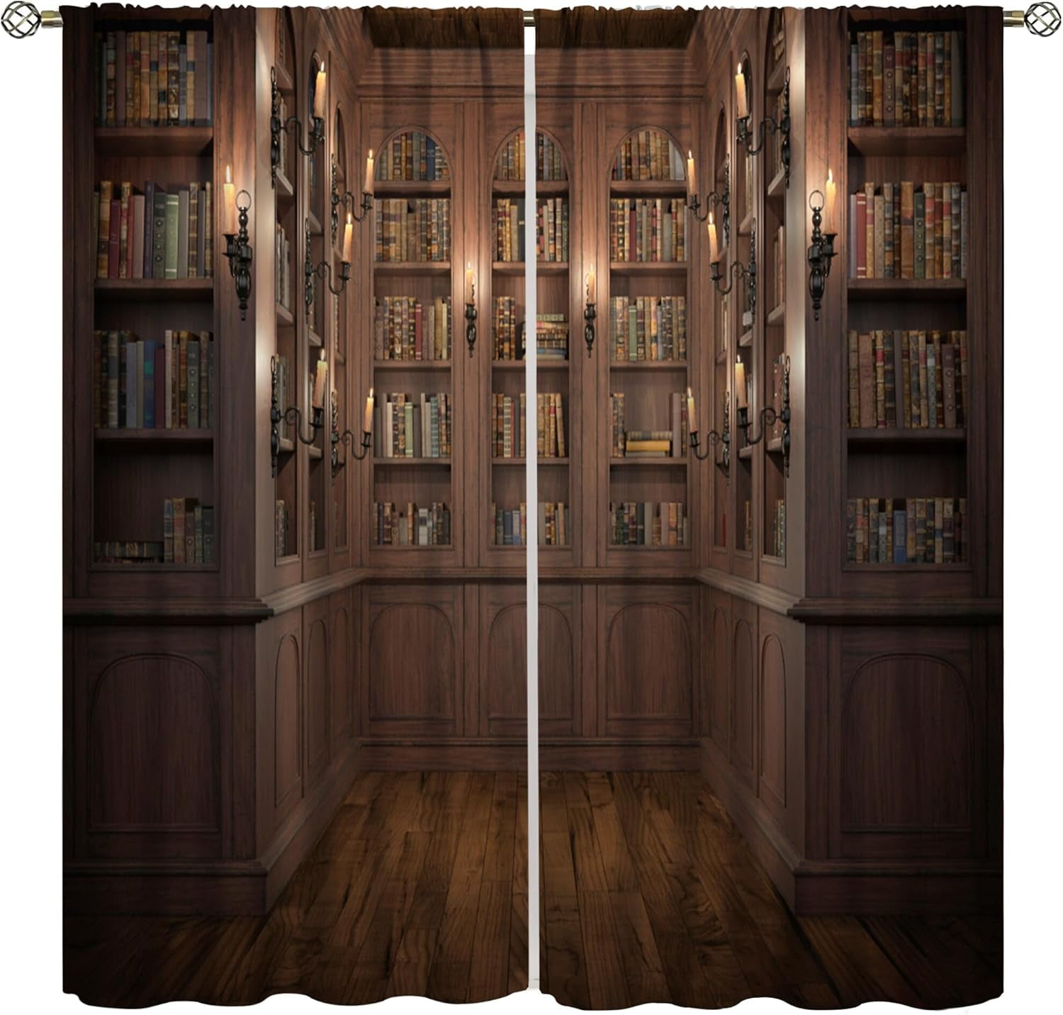 Vintage Bookshelf Curtains, Library Learning Education Study Bookcase ...
