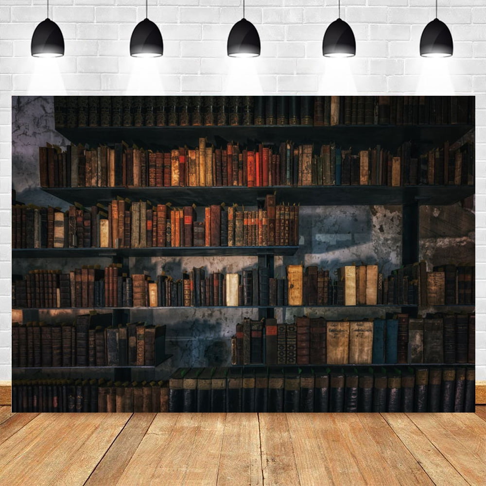 Vintage Bookshelf Library Study Backdrop Wood Shelf For Room r Baby ...