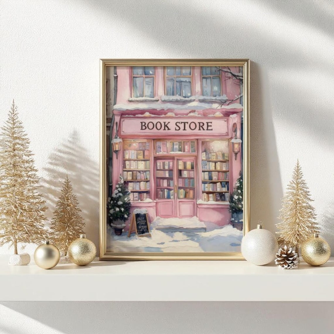 Vintage Bookshop Poster -Winterwall Art -Reading Nook Decor ...