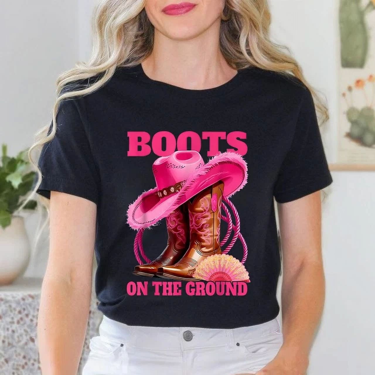 Vintage Boots On The Ground, Boot Cowboy Western Country Music Tee T ...