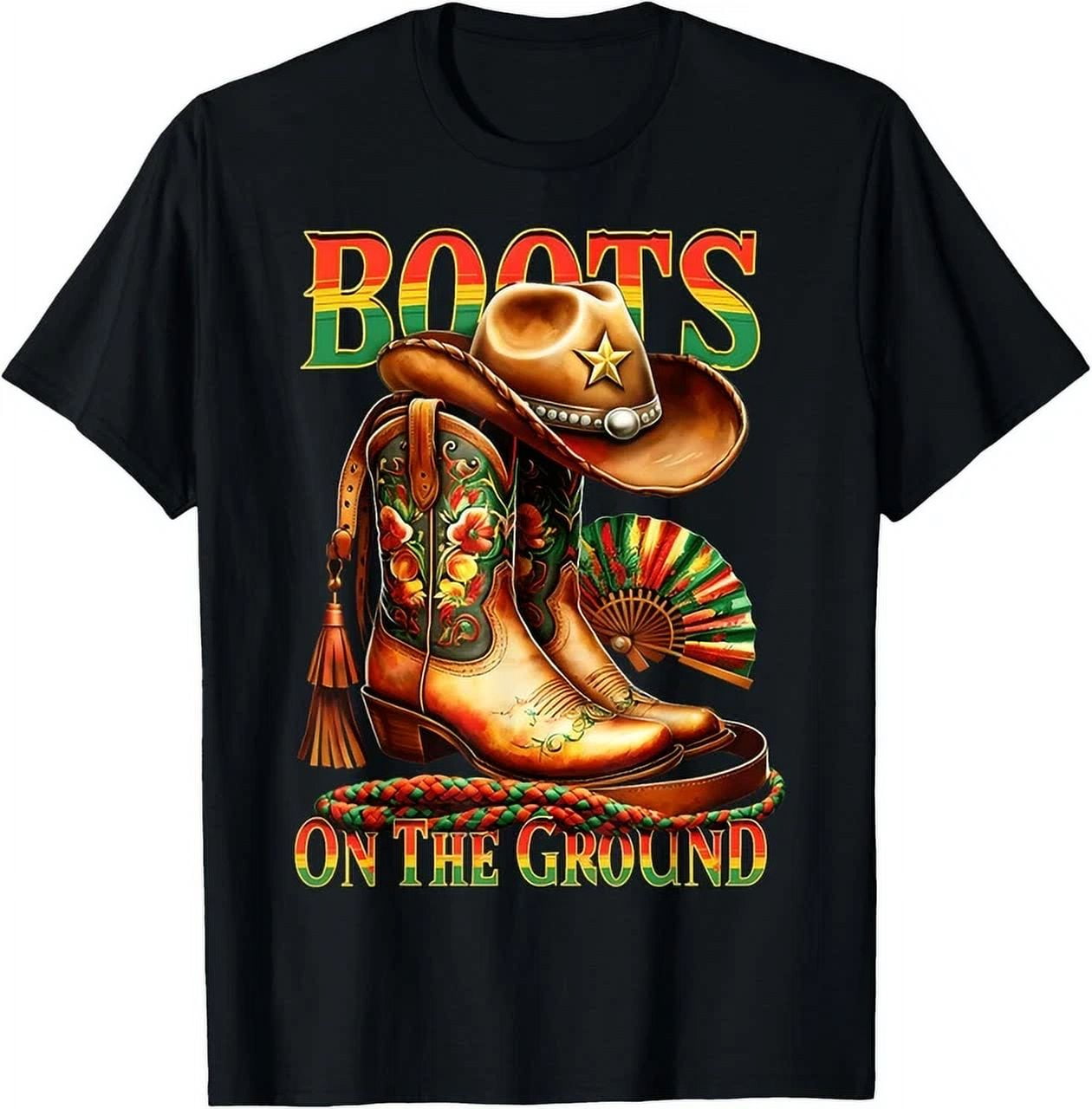 Vintage Boots On The Ground Boot Juneteenth Black Cow Melanin T-Shirt ...