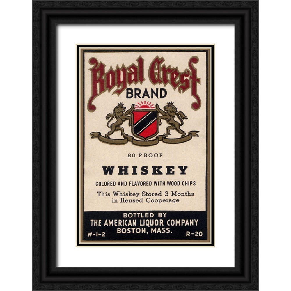 Vintage Booze Labels 11x14 Black Ornate Wood Framed with Double Matting ...