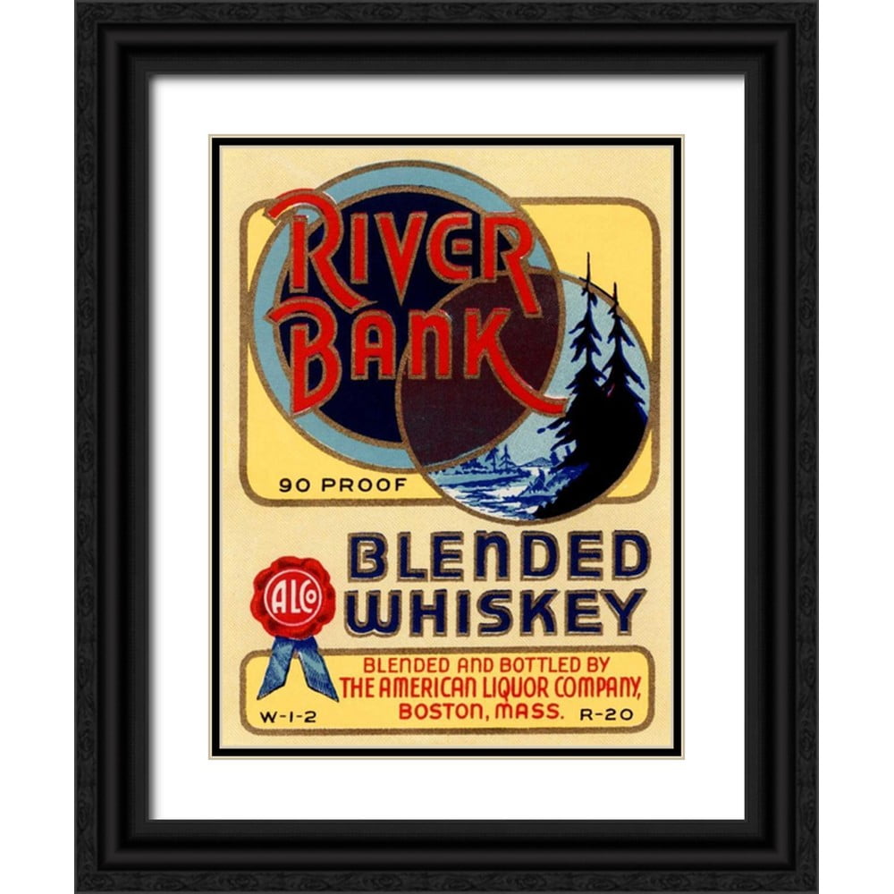 Vintage Booze Labels 12x14 Black Ornate Wood Framed with Double Matting ...
