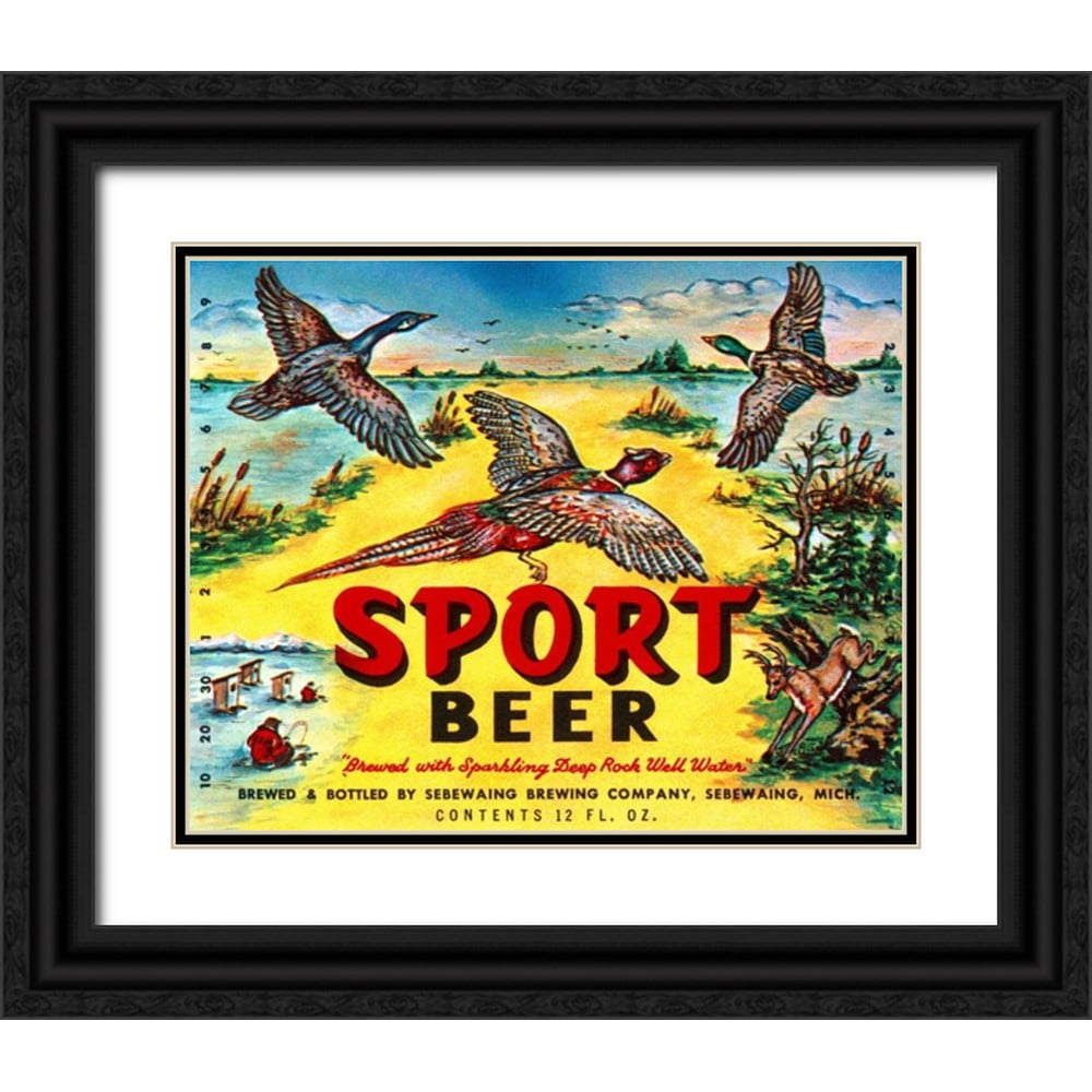 Vintage Booze Labels 14x12 Black Ornate Wood Framed with Double Matting ...