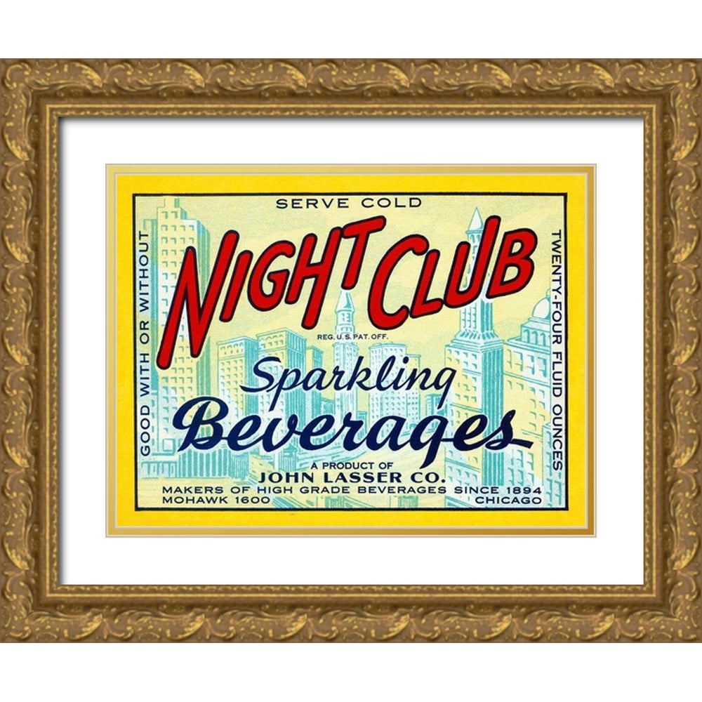 Vintage Booze Labels 14x12 Gold Ornate Wood Framed with Double Matting ...