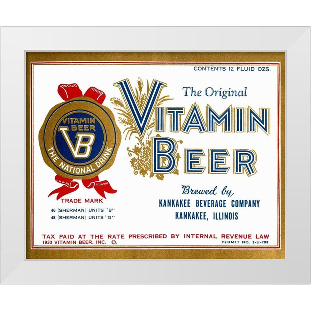 Vintage Booze Labels 14x12 White Modern Wood Framed Museum Art Print ...