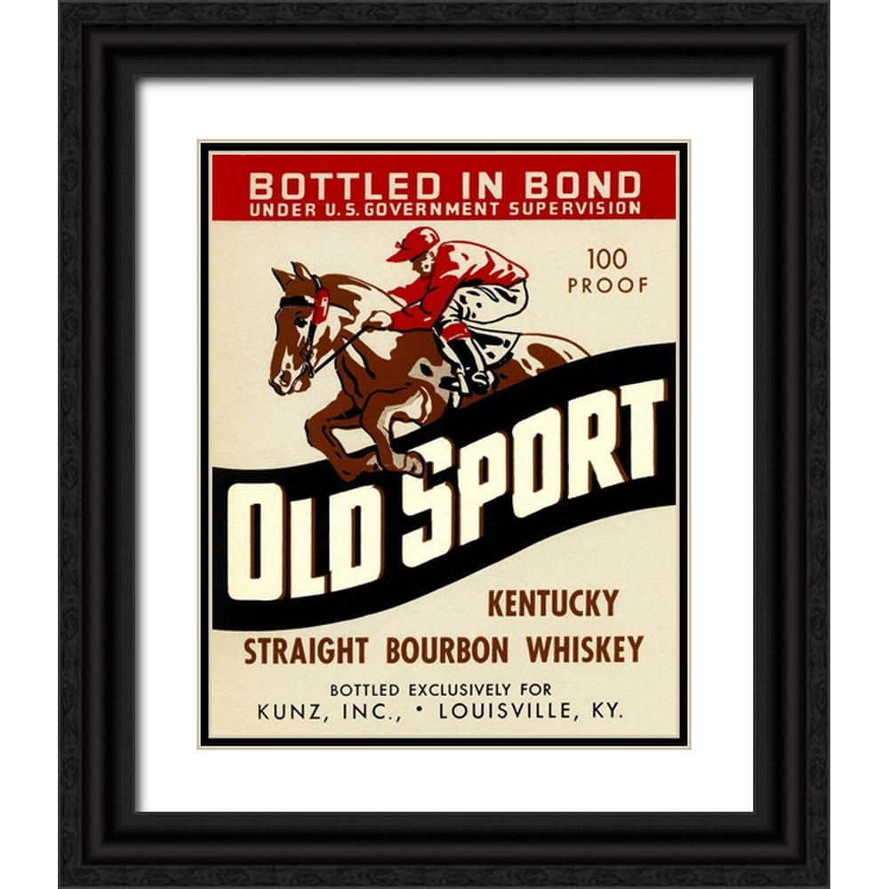 Vintage Booze Labels 15x18 Black Ornate Wood Framed with Double Matting ...