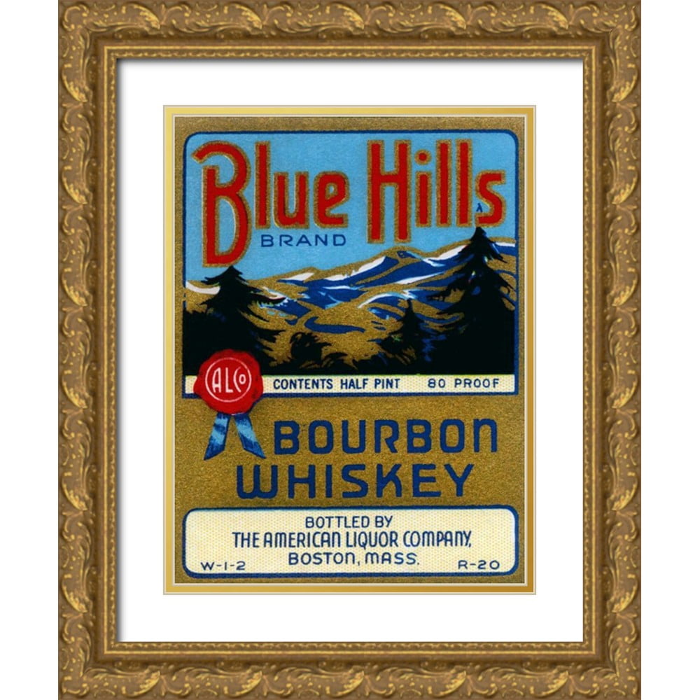 Vintage Booze Labels 15x18 Gold Ornate Wood Framed with Double Matting ...