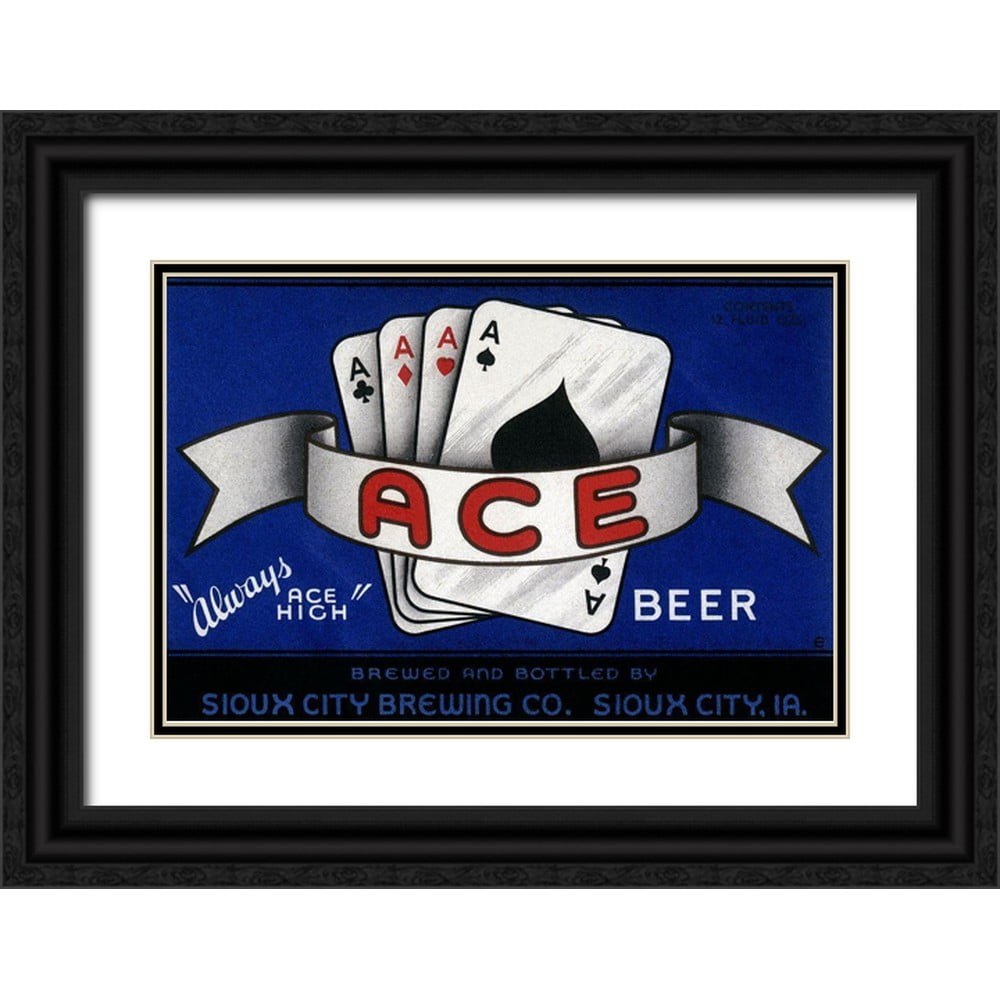 Vintage Booze Labels 24x17 Black Ornate Wood Framed with Double Matting ...